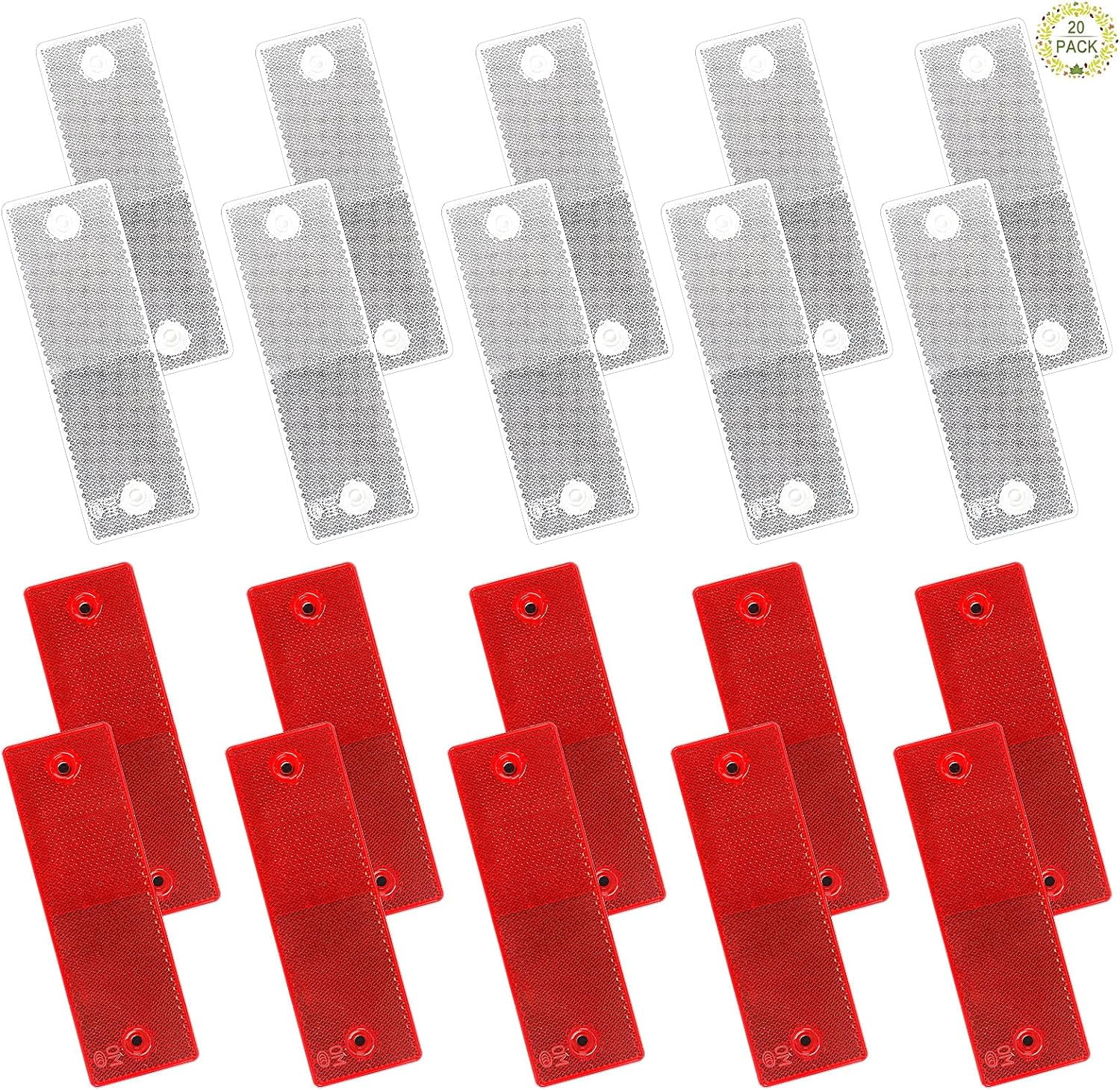 20 PCS Adhesive Reflector, Reflective Sticker Rectangular Reflectors Motorcycle Reflective ...