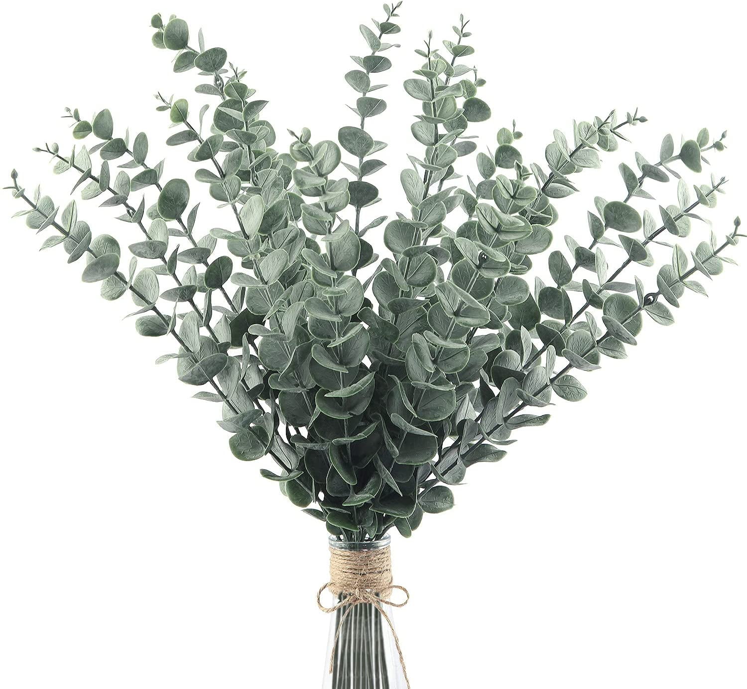 20 PCS Artificial Eucalyptus Leaves Stems Faux Greenery Decor Fake ...