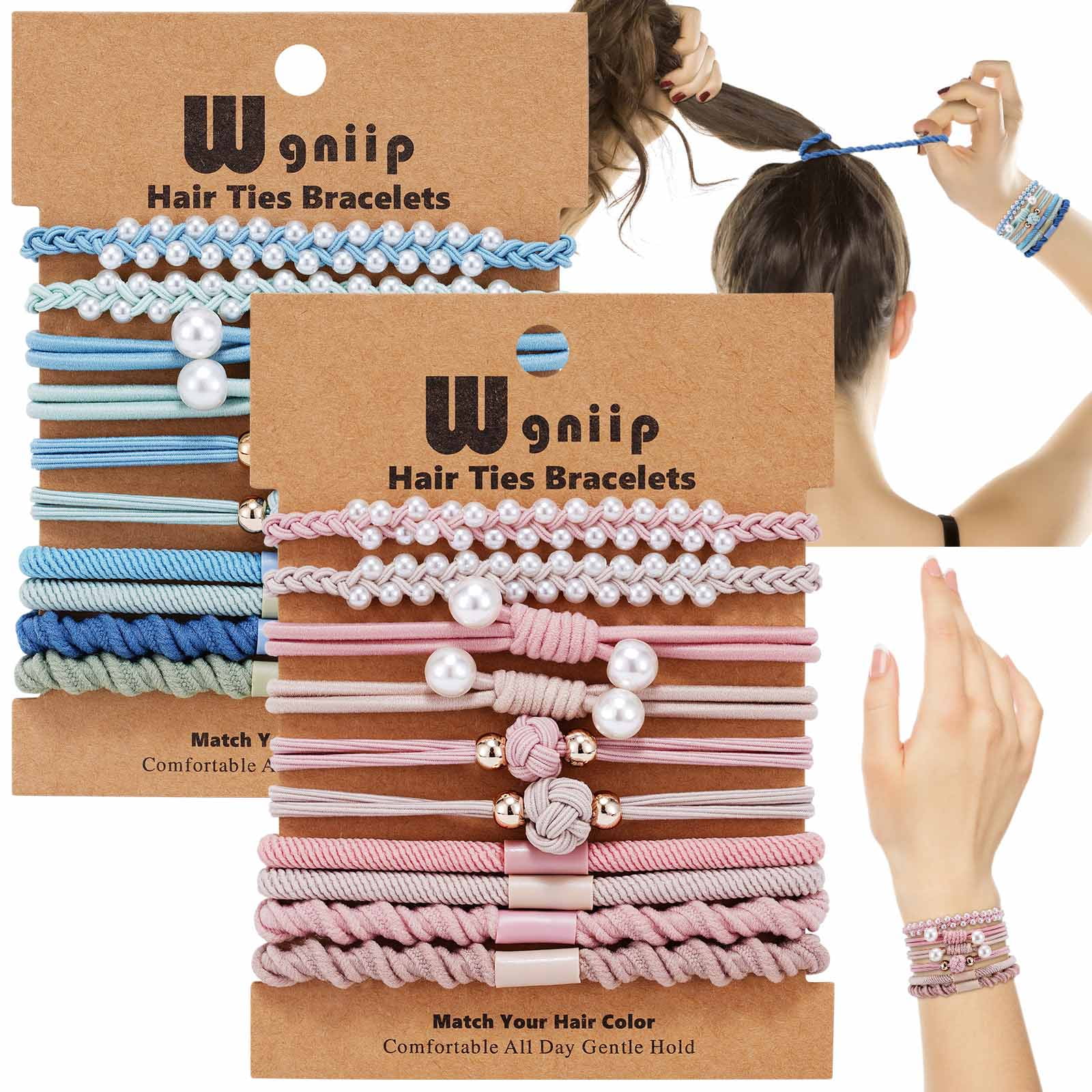 NYEBS Boho Elastic Hair Ties, 20 PCS No-Damage Hair Bands, 10 Colors, 5 ...