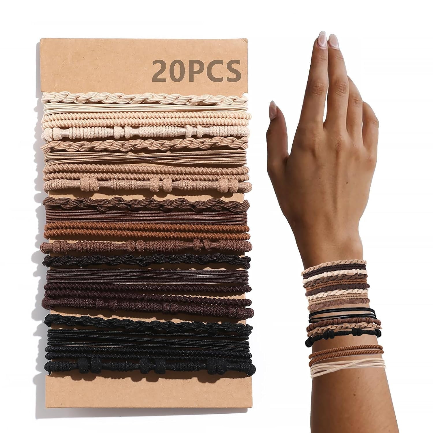 20 PCS Boho Hair Ties, Bracelets Hair Ties for Thick or Thin Hair, 4 ...
