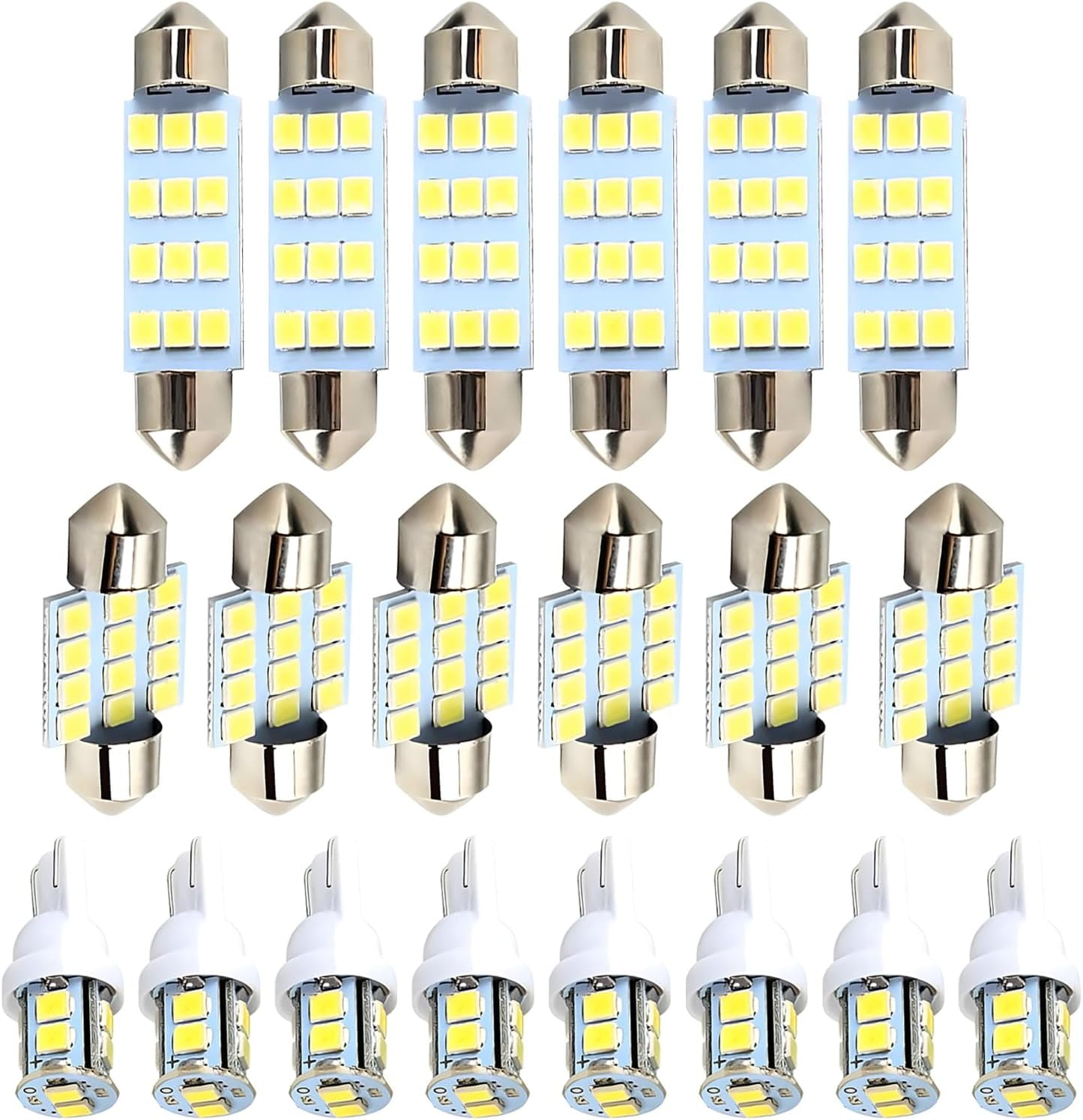 20 PCS Car T10 31mm 42mm LED Festoon Bulb Kit, 6000K Dome Light Reading Light License Plate ...