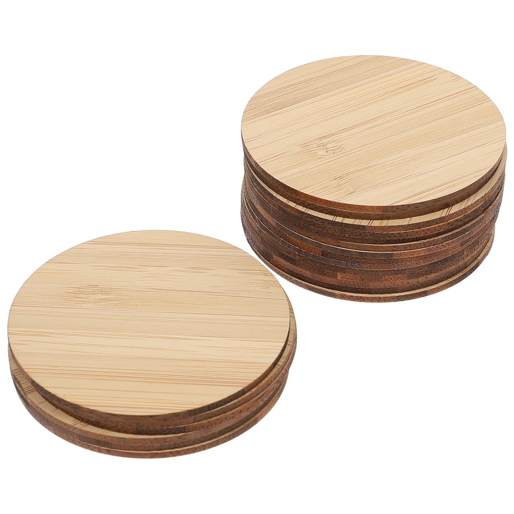 20 PCS Chips Unfinished Wood Rounds Plaque for Crafts Natural Bamboo ...