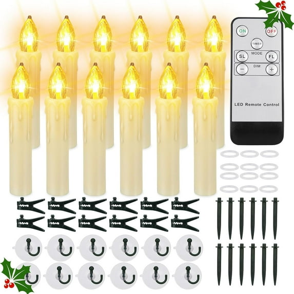 20 PCS Christmas Tree Candles Lights Flickering Clip on Candle Battery ...