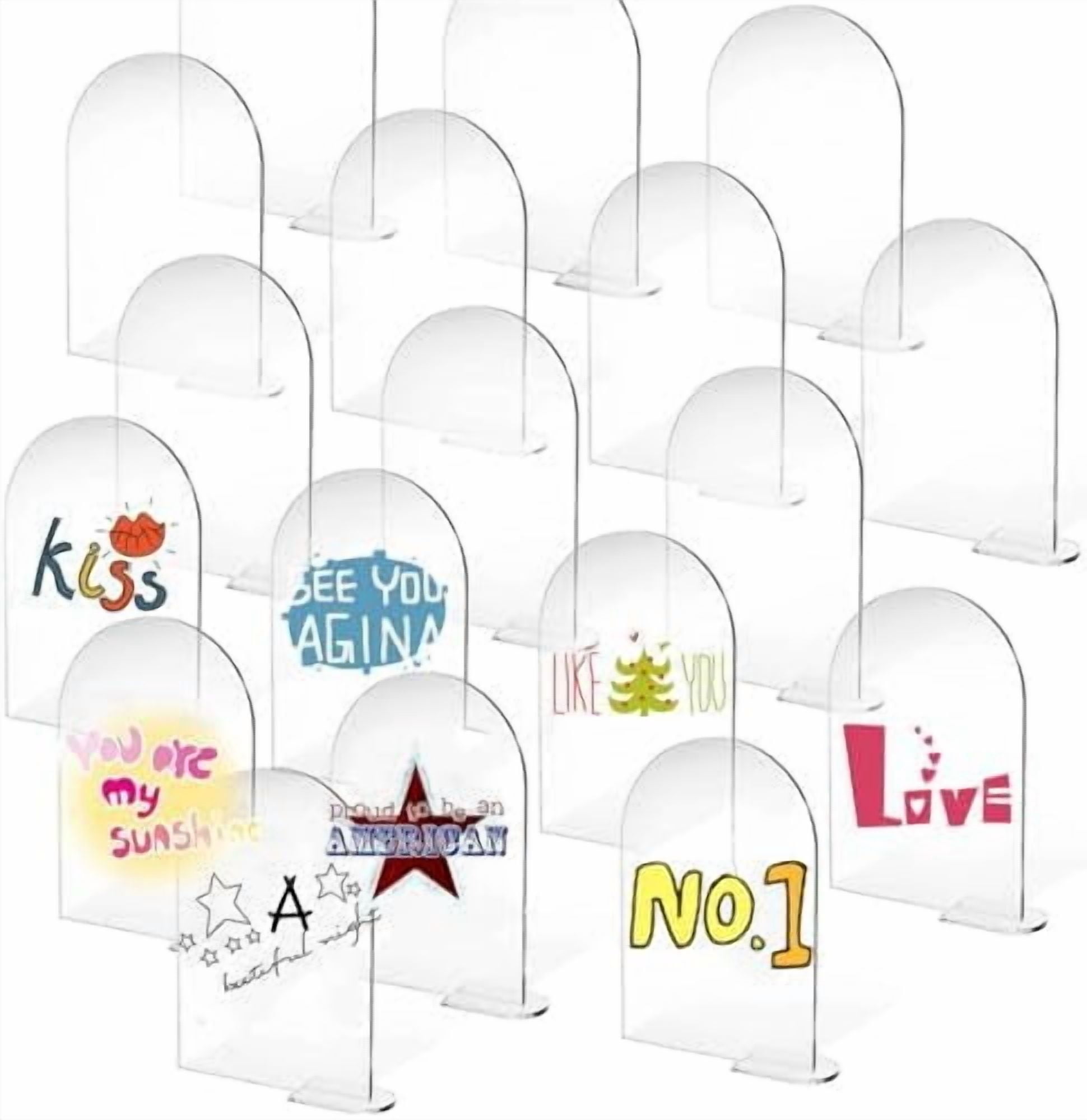 20 PCS Clear Arch Acrylic Sign with Stands, 4" x 6" DIY Blank Acrylic ...