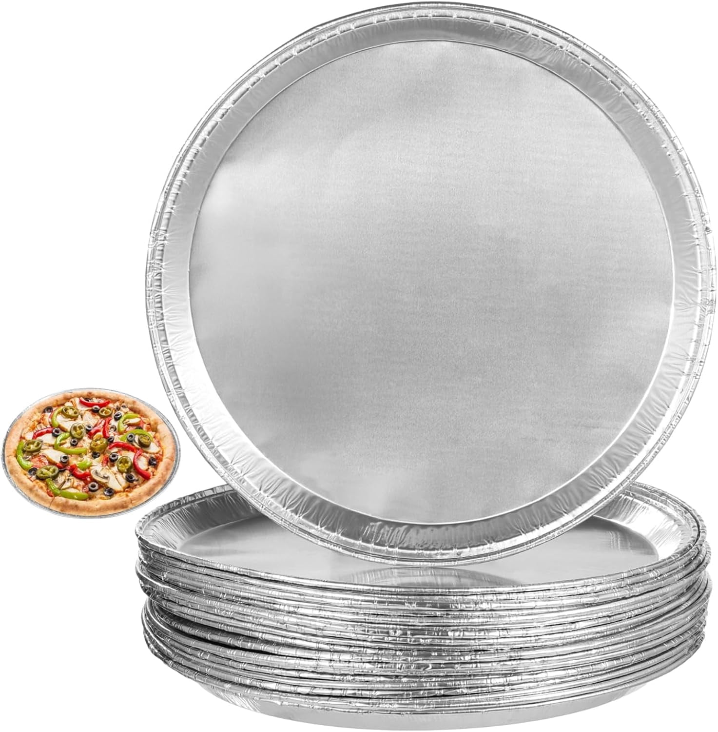 20 PCS Disposable Aluminium Foil Serving Trays, 12” Round Aluminum ...
