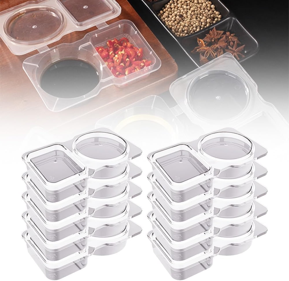 20 PCS Double Compartment Condiment Container, 2025 New Reusable Snack ...