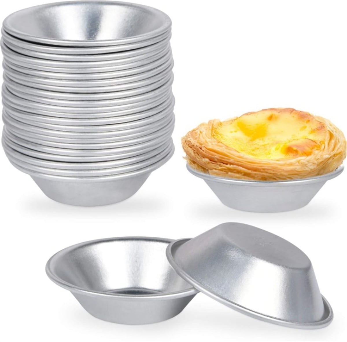 20 PCS Egg Tart Molds,Resuable Aluminium Alloy Baking Cups,Heat ...