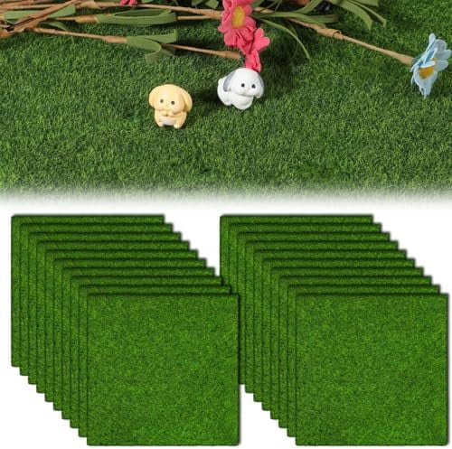 20 PCS Fake Grass for Crafts, 6 X 6 Inches Artificial Grasses ...