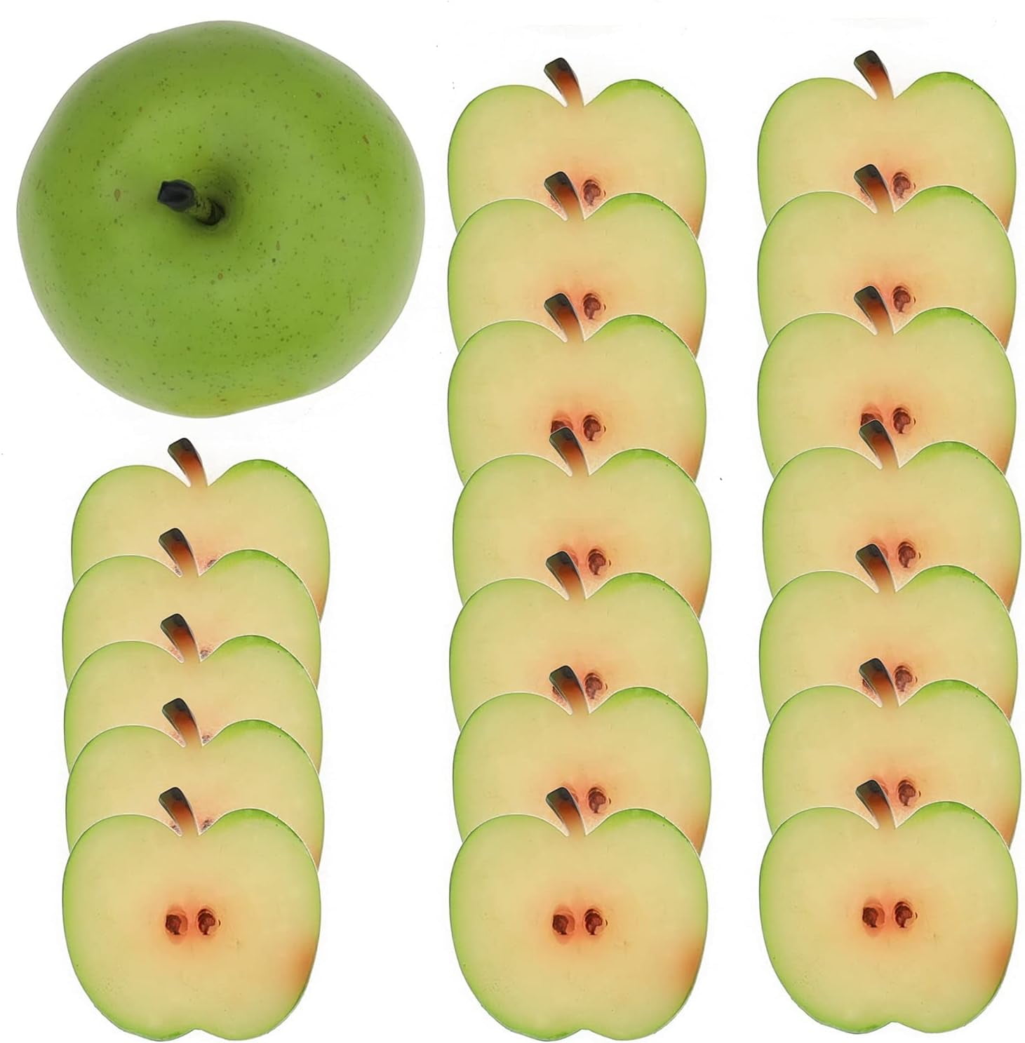 20 PCS Fake Green Apple Artificial Apple Slices Decoration Simulation ...