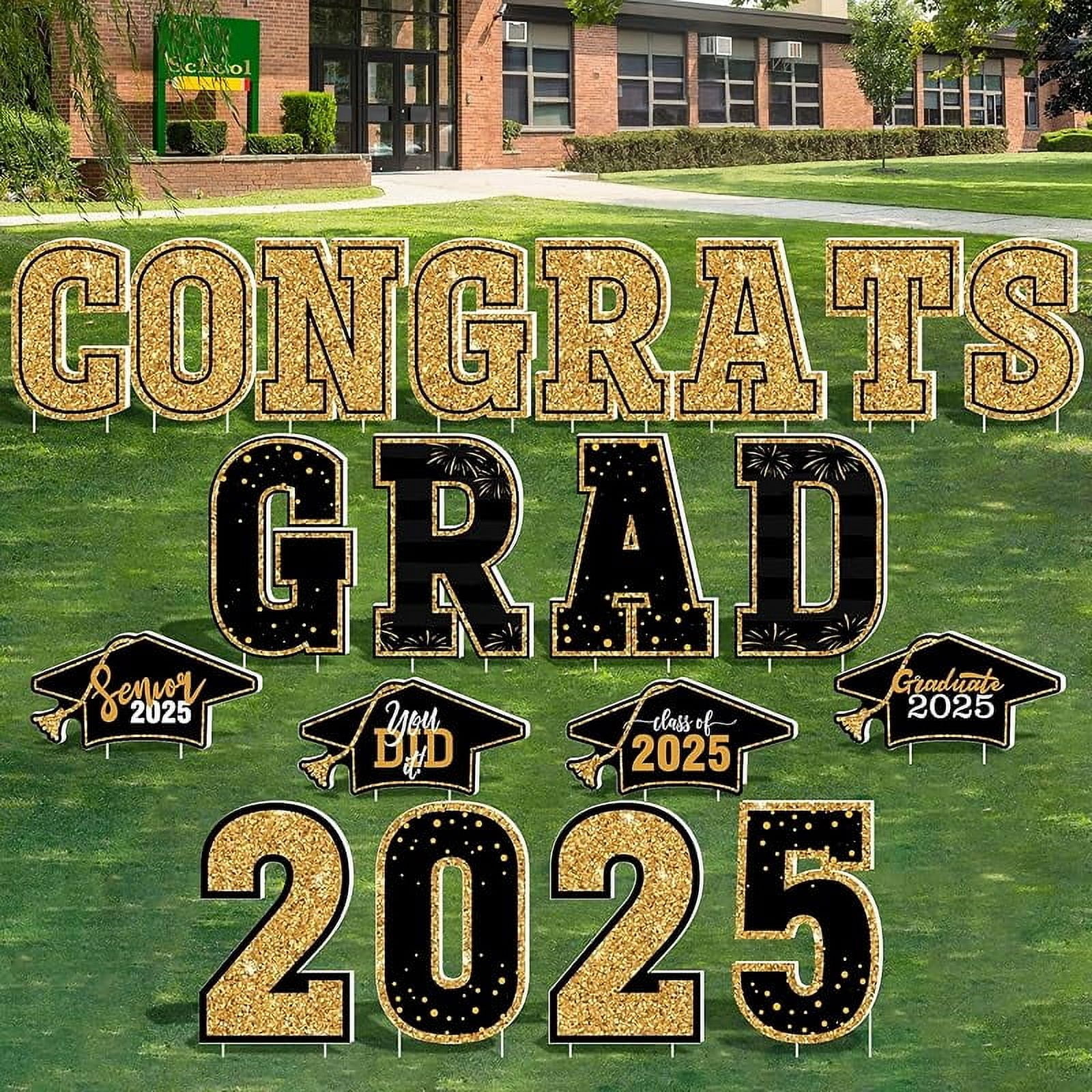20 PCS Graduation Decorations, Blue Congrats Grad 2025 Lawn Stakes ...