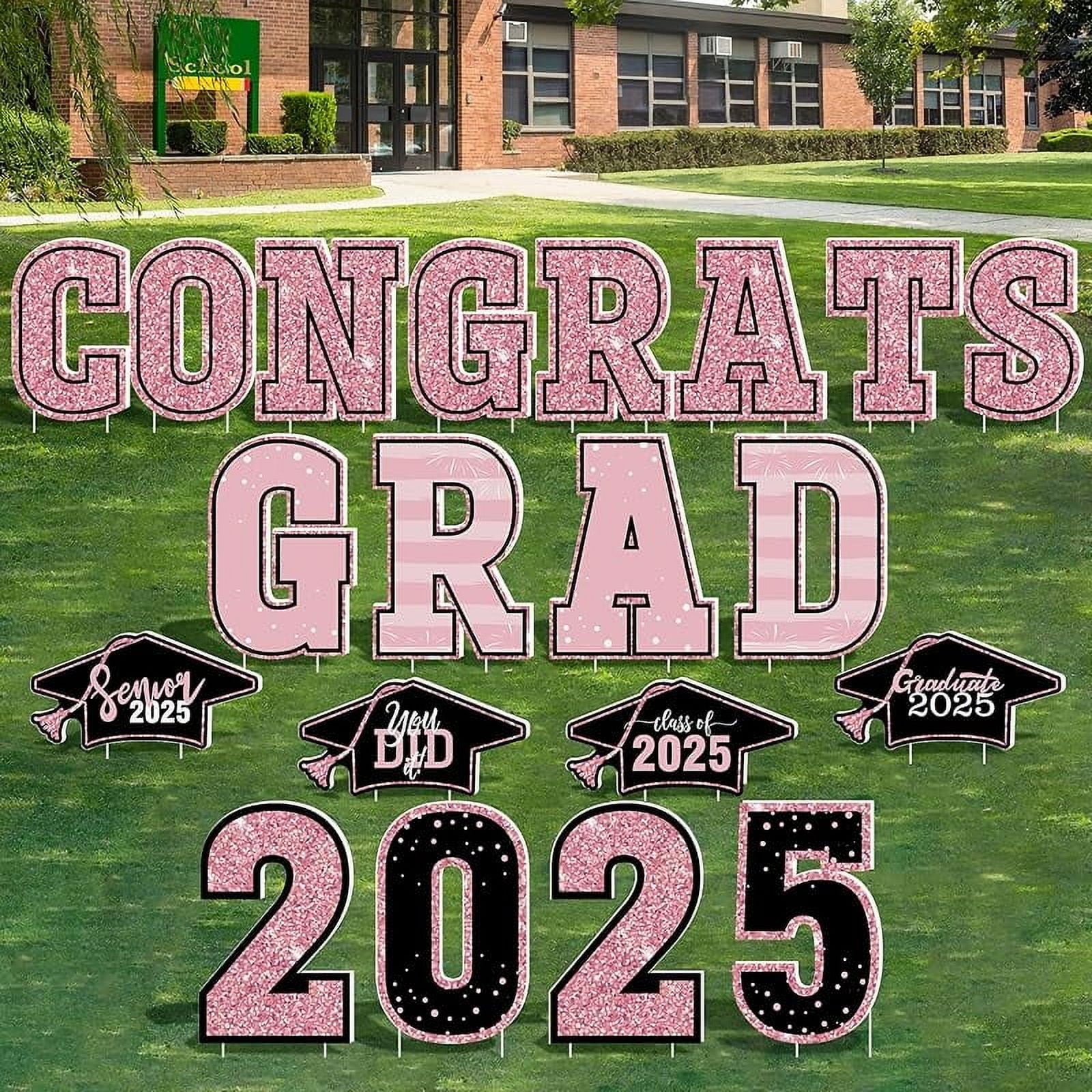 20 PCS Graduation Decorations, Blue Congrats Grad 2025 Lawn Stakes ...
