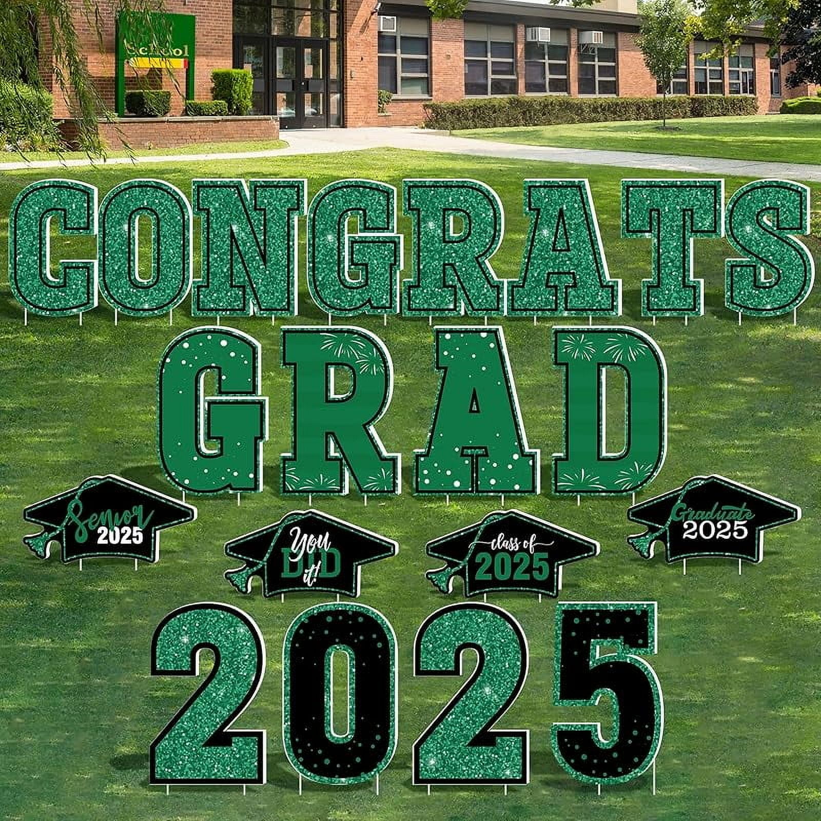 20 PCS Graduation Decorations, Blue Congrats Grad 2025 Lawn Stakes ...