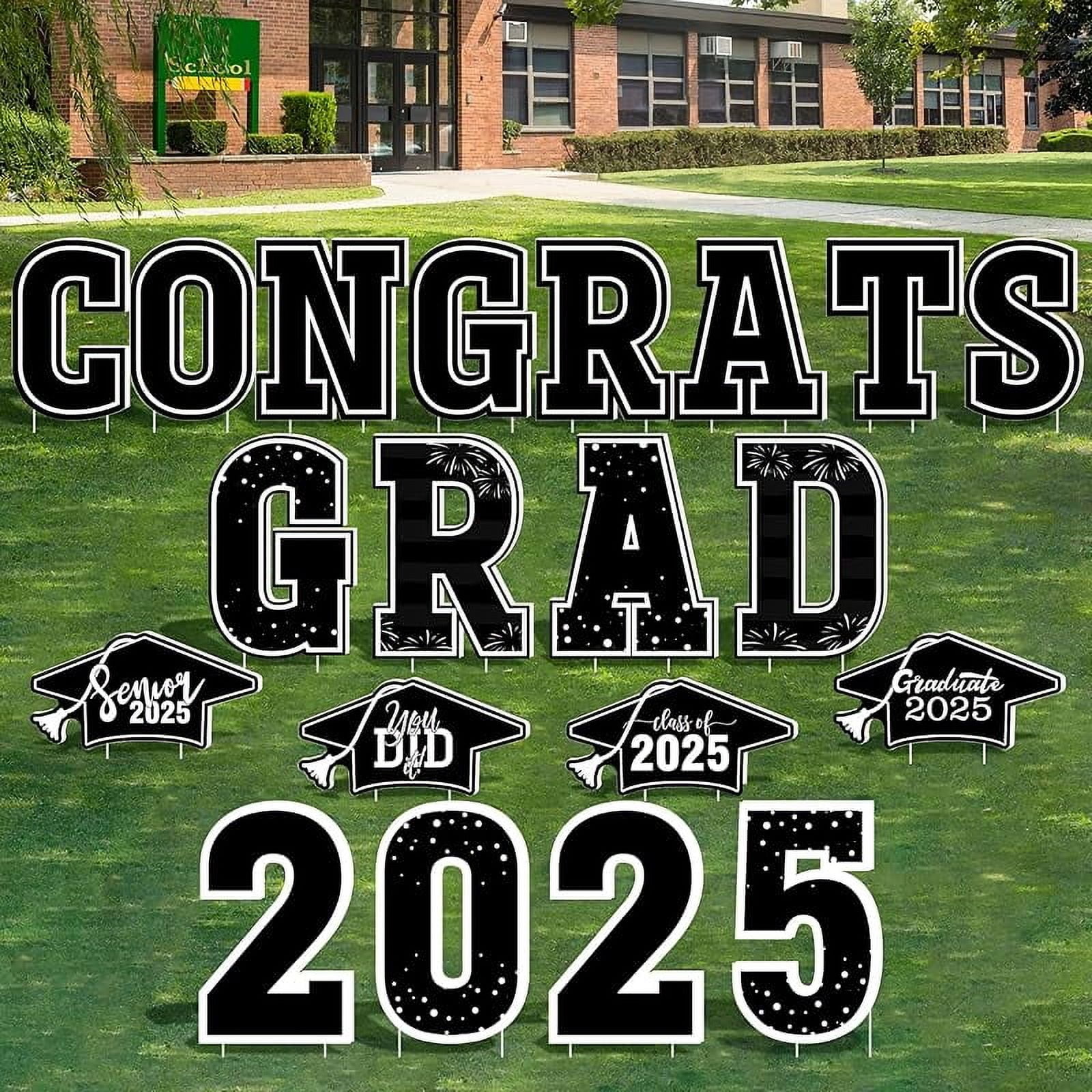 20 PCS Graduation Decorations, Blue Congrats Grad 2025 Lawn Stakes ...