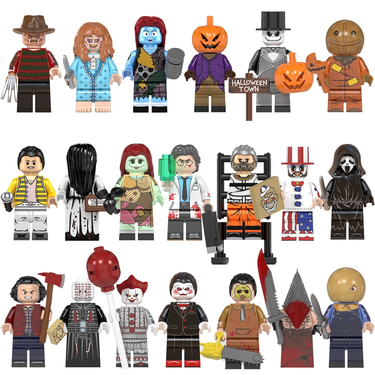 20 PCS Halloween Minifigures Building Blocks Toys, 1.77 inch Horror ...