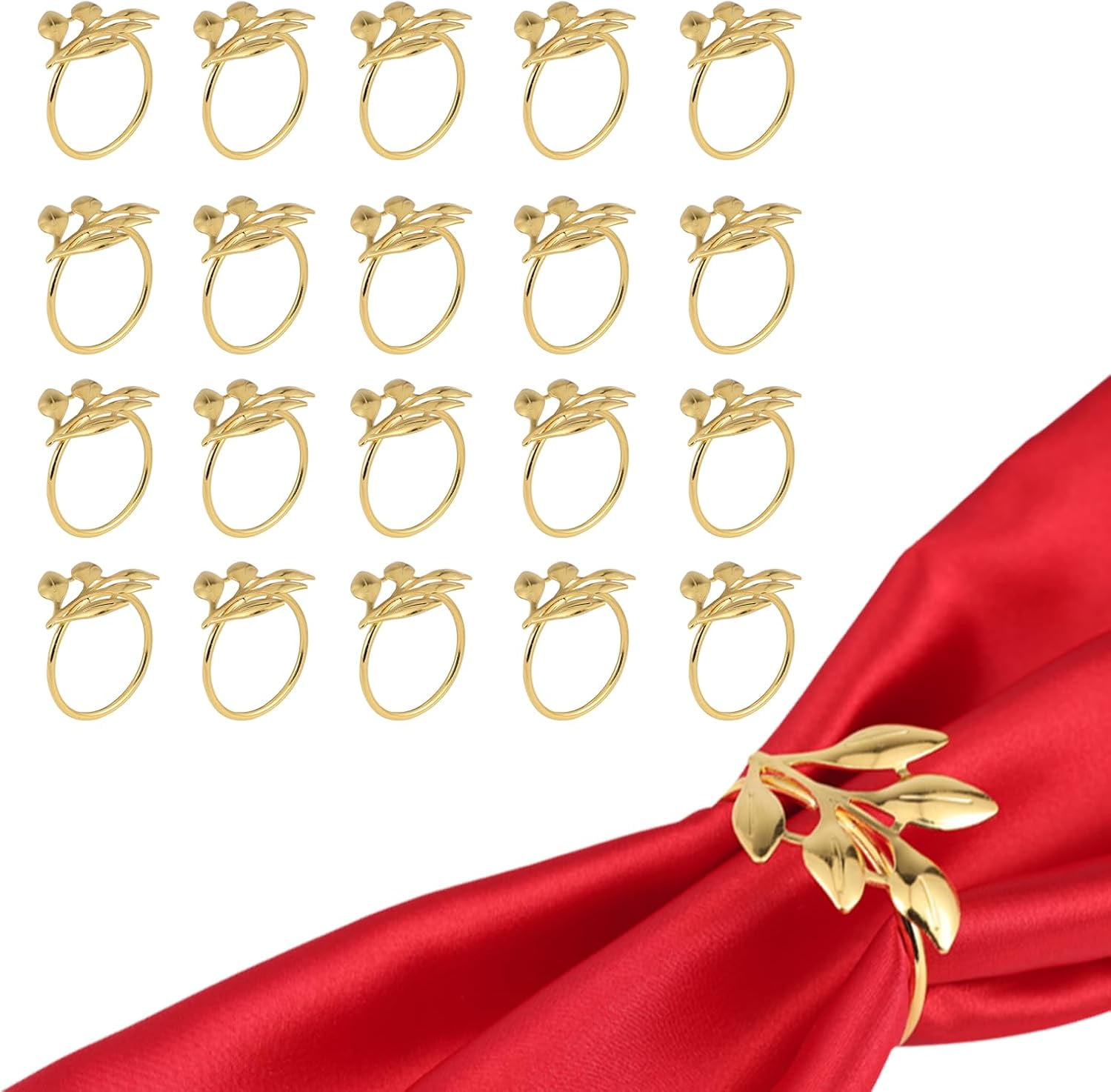 20 PCS High End Gold Leaf Shaped Napkin Rings - Suitable for Hotel ...
