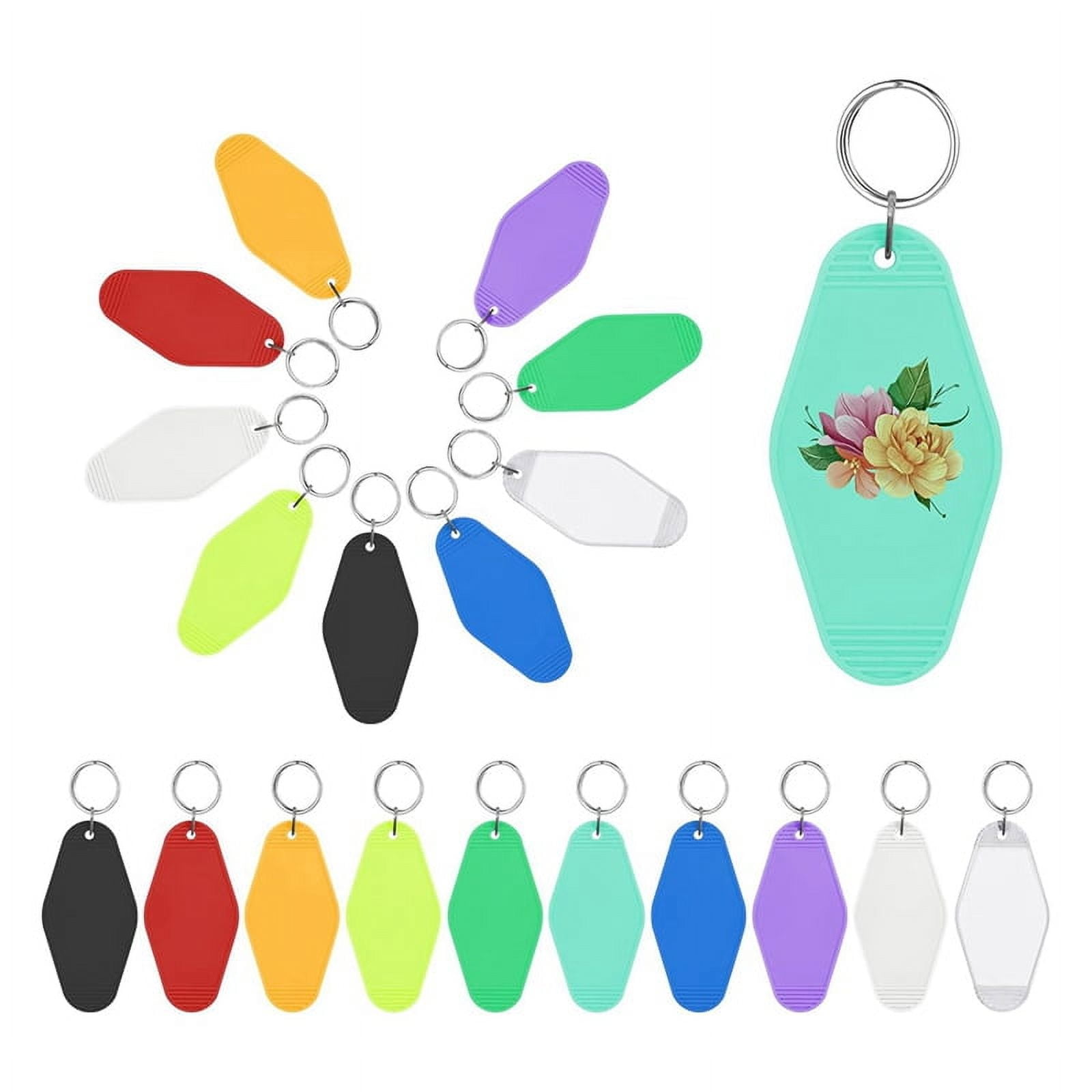 20 PCS Hotel Keychain Blank with Key Rings, 10 Color Rainbow Plastic ...
