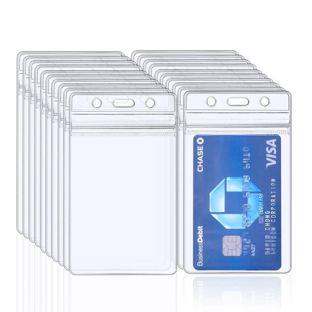 20 PCS ID Badge Covers, Waterproof ID Badge Holder Vinyl Badge Holder ...