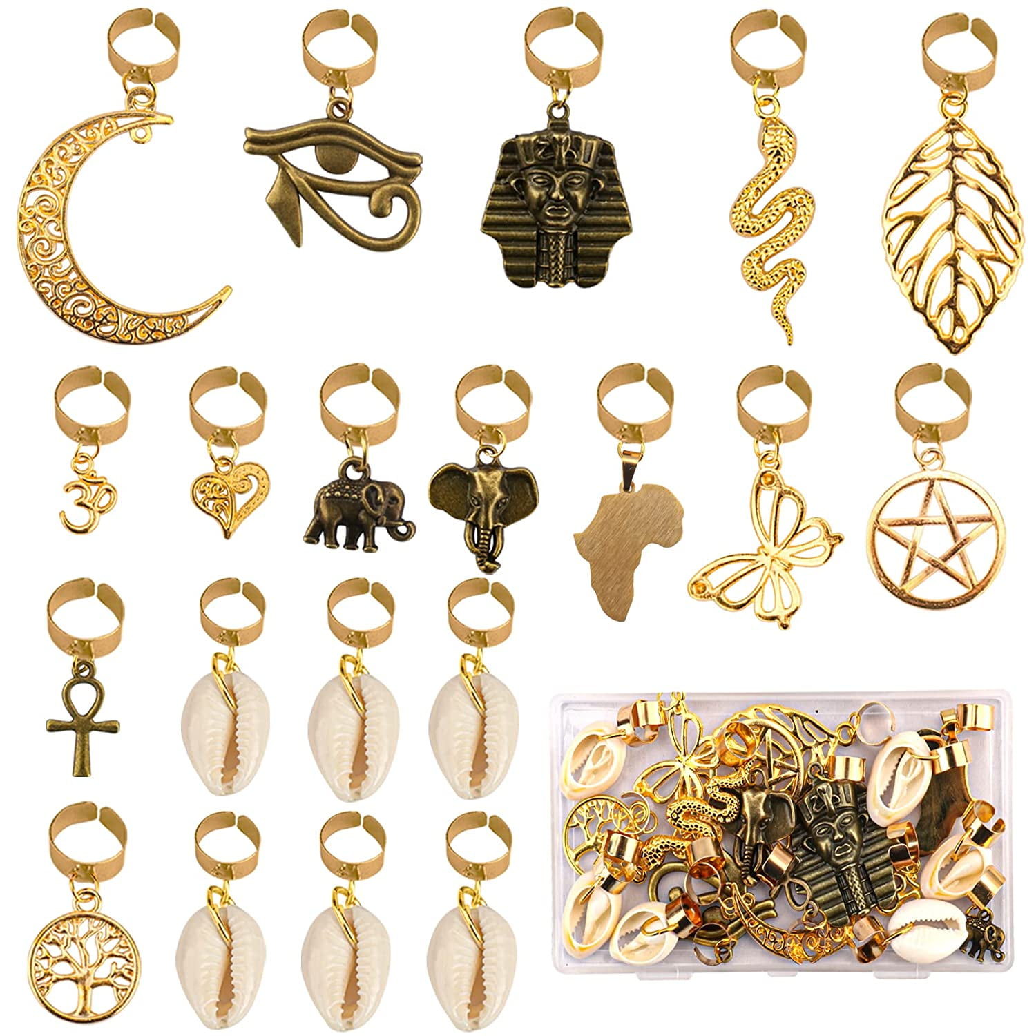 20 PCS Locs Hair Jewelry Braids Hair Clips Adjustable Hair Cuffs 15 ...
