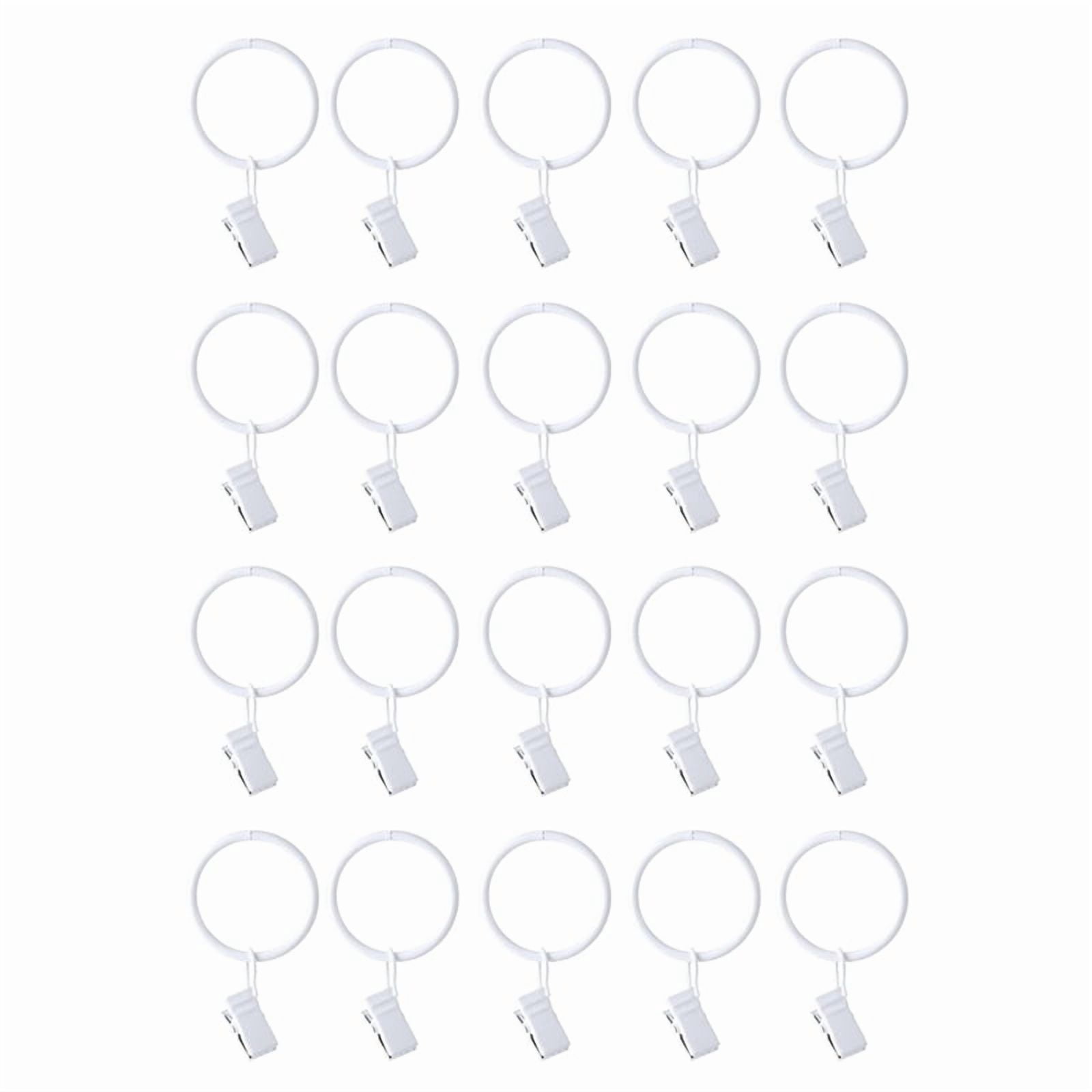 20 PCS Metal Curtain Clips, 1.2" in Interior White Curtain Rings, Ring ...