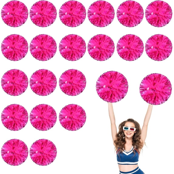 20 PCS Metallic Cheerleading Pom Pom for Team Spirit Sports Dance ...