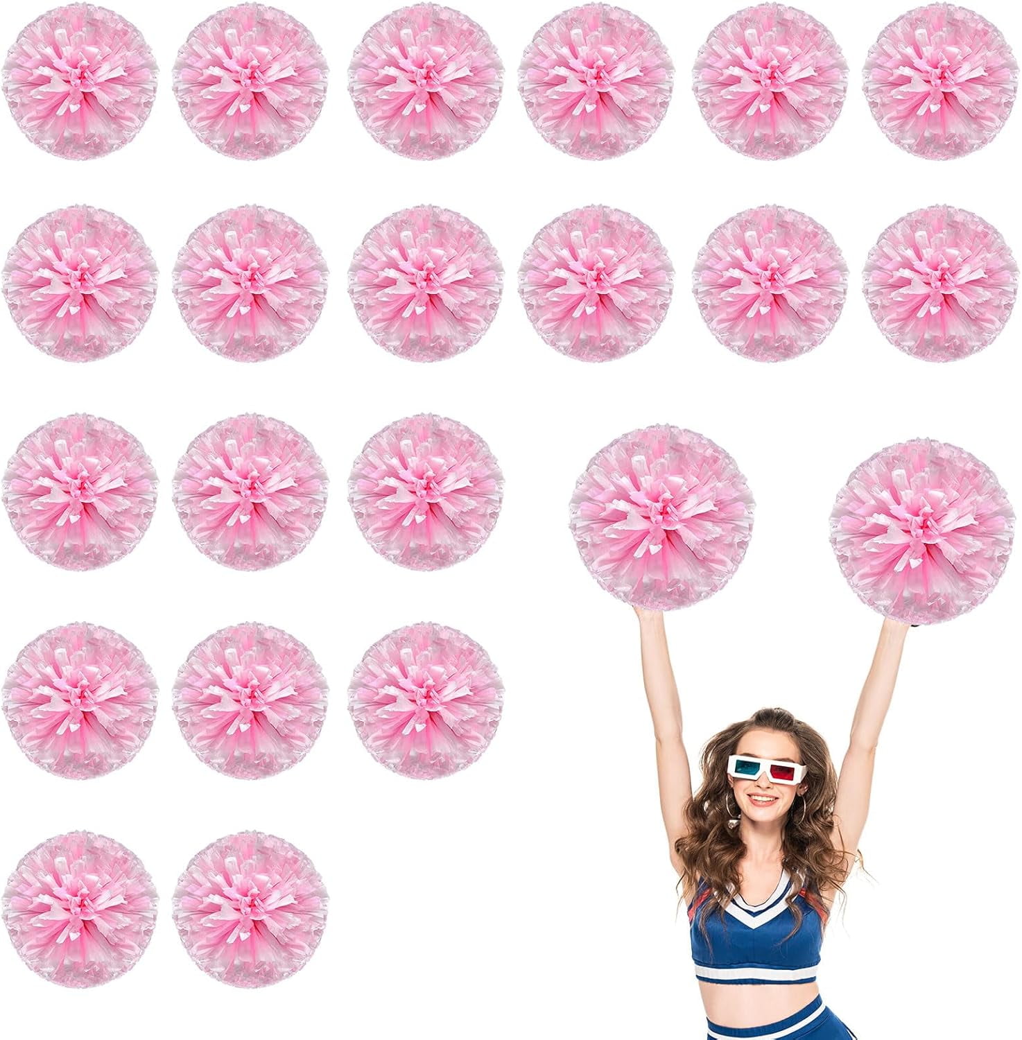 20 PCS Metallic Cheerleading Pom Pom for Team Spirit Sports Dance ...