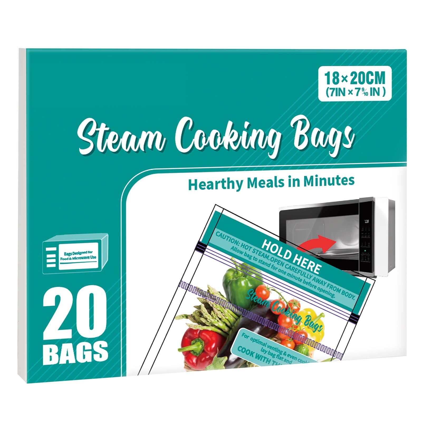 20 PCS Microwave Steaming Bags Disposable Food Steam Cooking Bags for ...