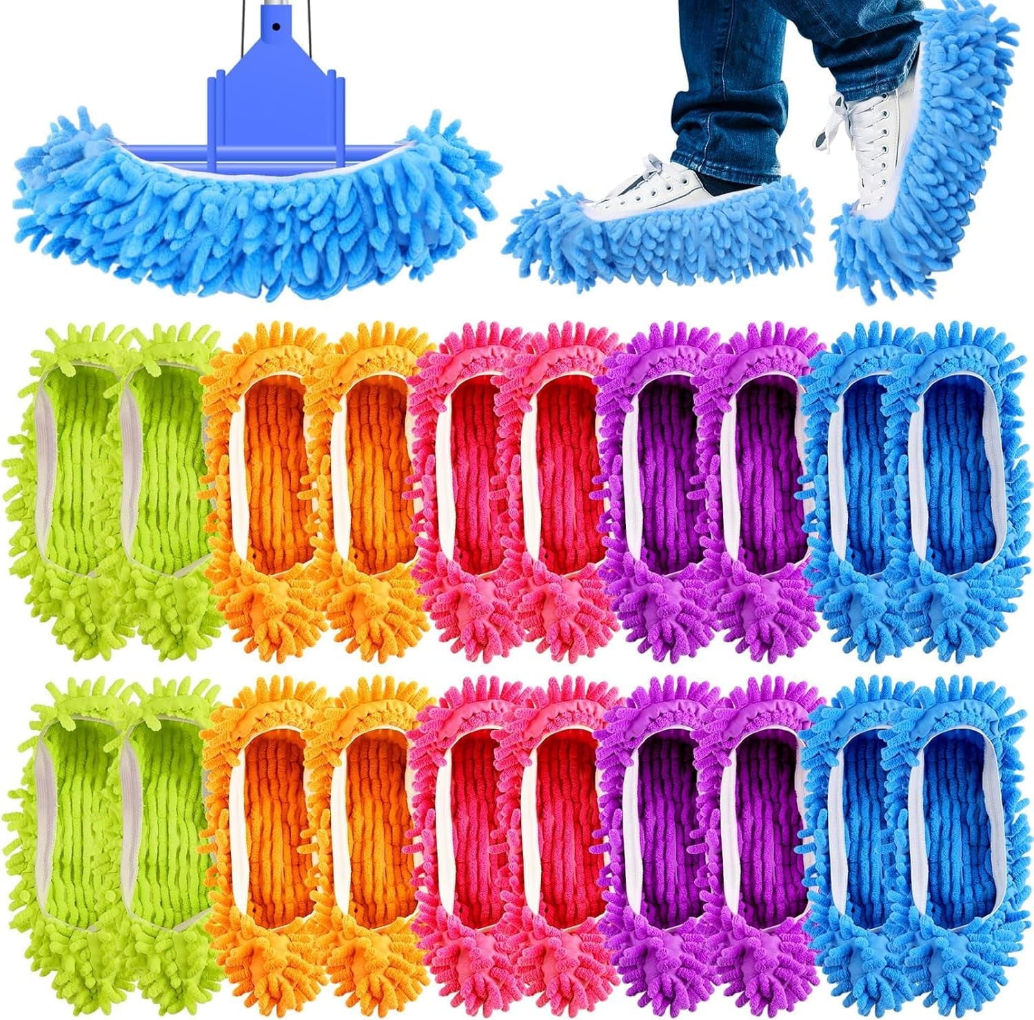 20 PCS Mop Slippers, Washable Reusable Mop Shoes, Mop Socks for Floor ...