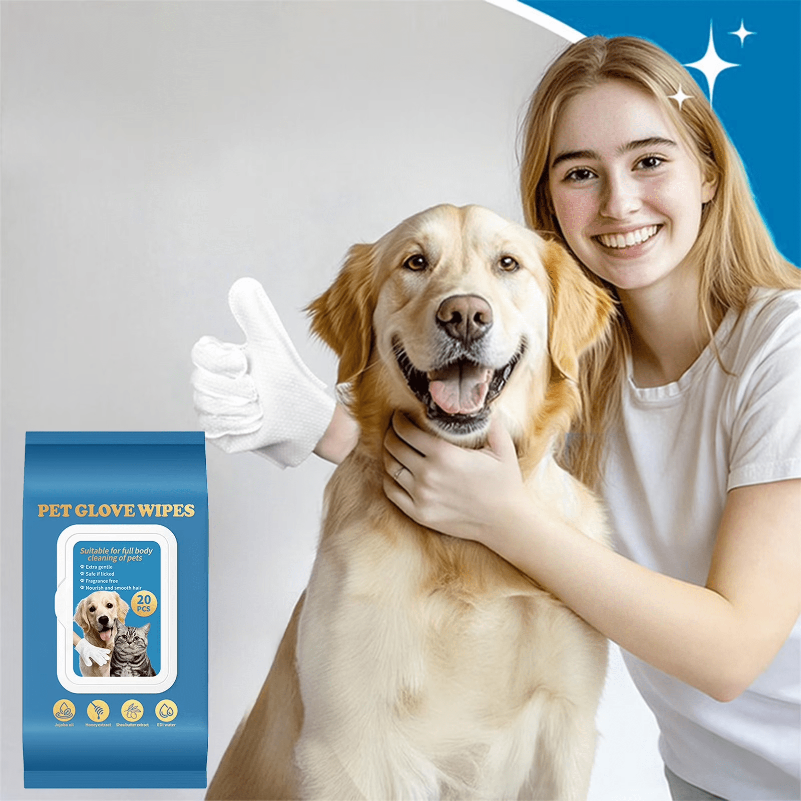 20 PCS Pet Disposable Gloves Dog Cats Bath Cleaning Gloves Waterless ...