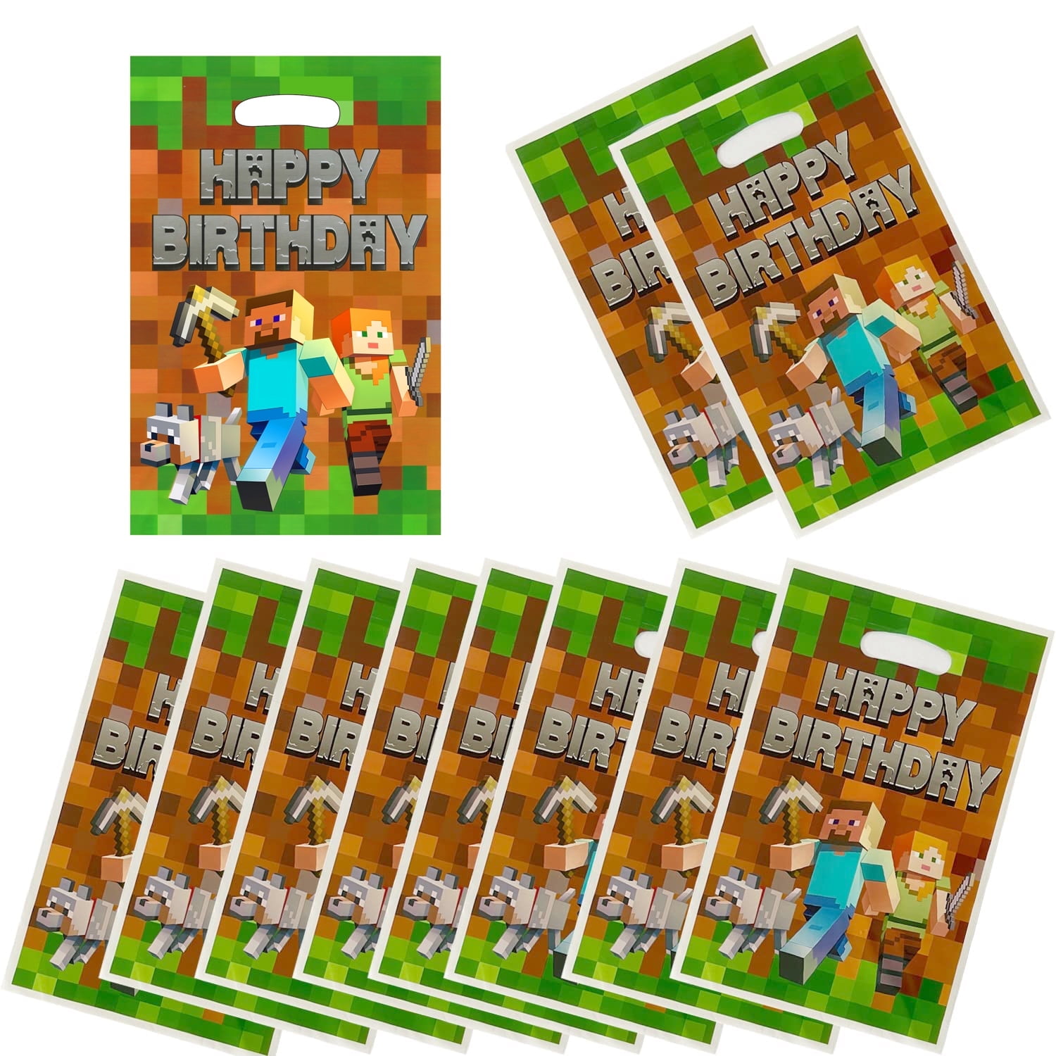 20 PCS Pixel Mining Gift Bag Minecraft Gift Bag Minecraft Goodie Bag ...