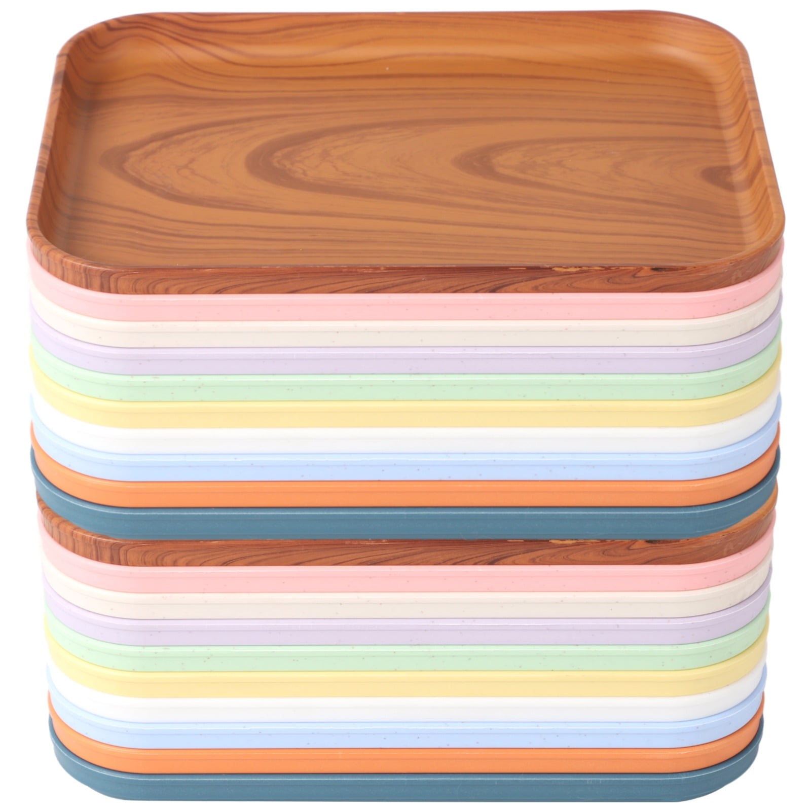 20 PCS Plastic Food Serving Trays, 10 Colors Stackable Plastic Fast ...
