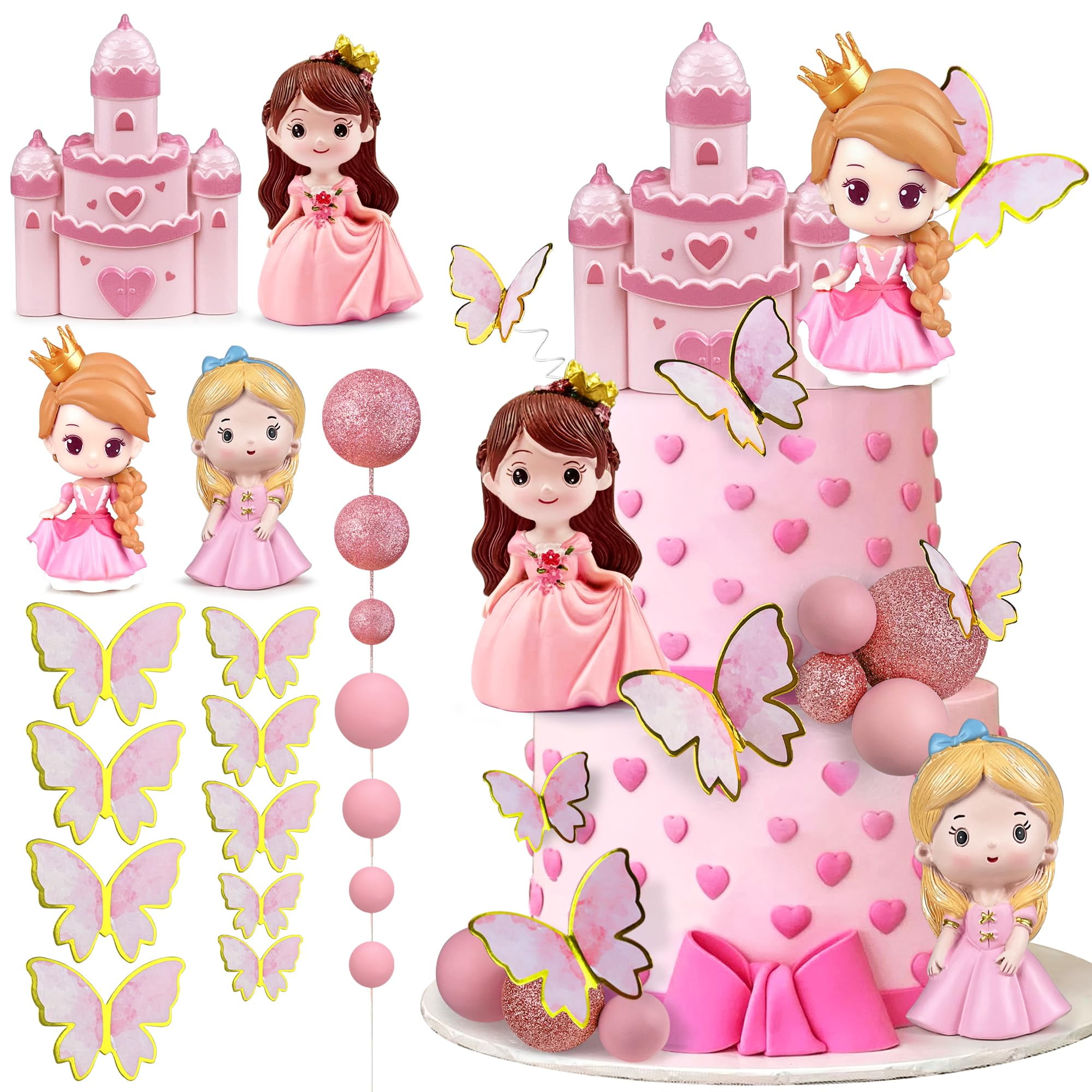 20 PCS Princess Cake Topper Castle RST1 Cake Topper Girl Princess Cake ...