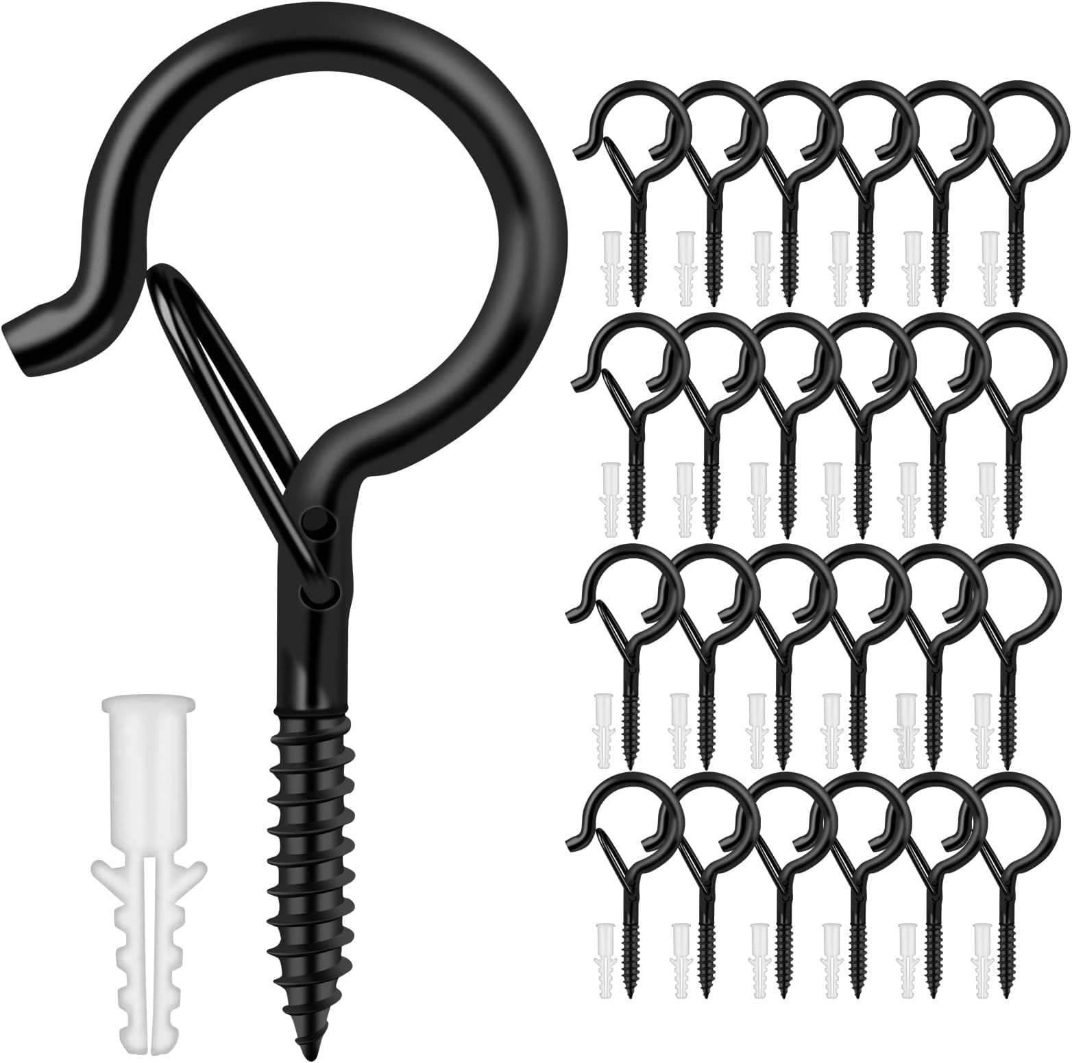 20 PCS Q Hanger Hooks with Safety Buckle, Screw-in Hooks for Outdoor ...