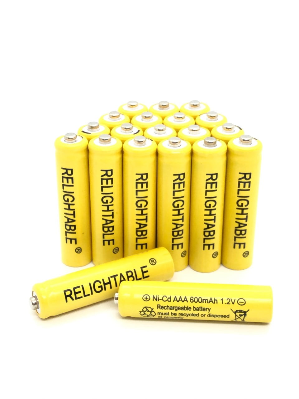 RELIGHTABLE 20-PCS AAA NiCd 1.2V 600mAh Rechargeable Batteries for ...