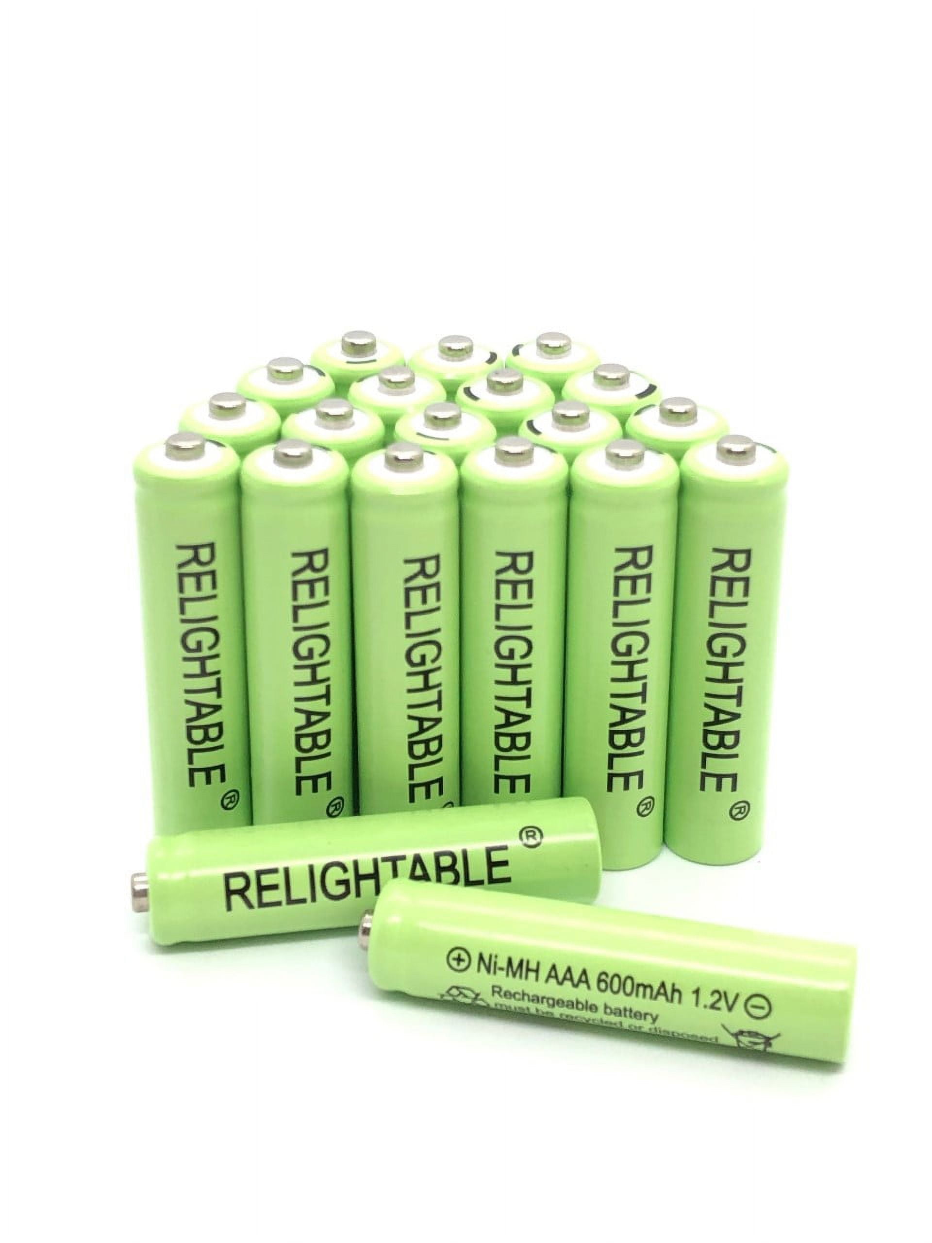 20-PCS Rechargeable NiMH 1.2V AAA 600mAh Ni-mh Batteries Solar Powered ...