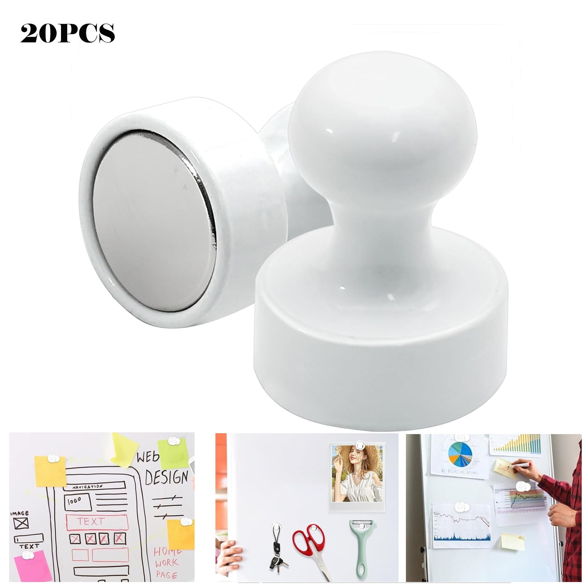 20 PCS Refrigerator Magnets,White Fridge Magnets Strong Magnets for ...