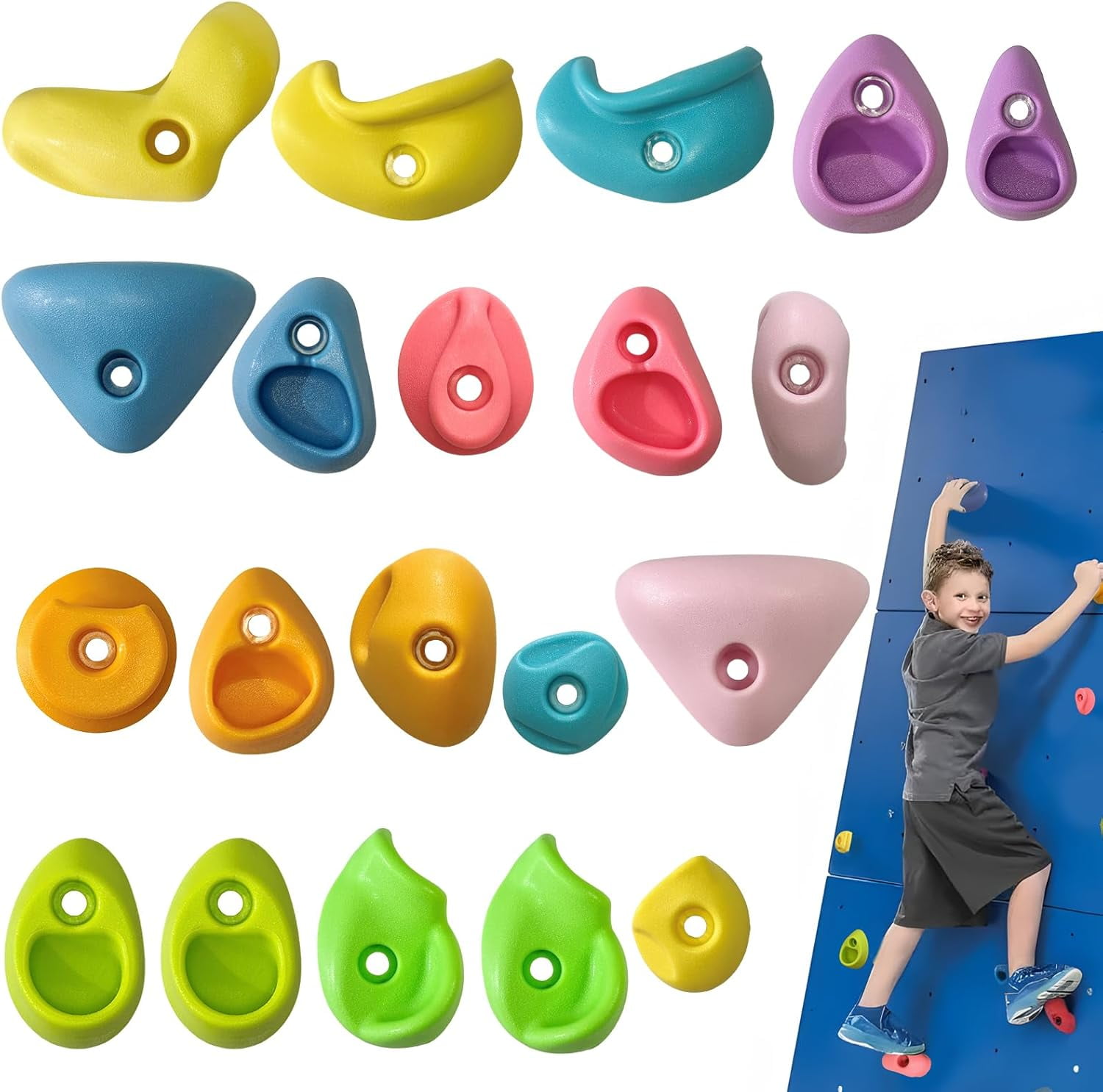 20 PCS Rock Climbing Wall for Kids,Rock Wall Climbing Holds,Adults ...