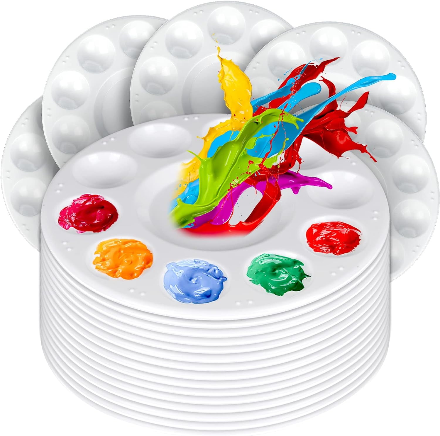20 PCS Round Plastic Paint Tray Palettes, Paint Trays for Kids, Paint ...