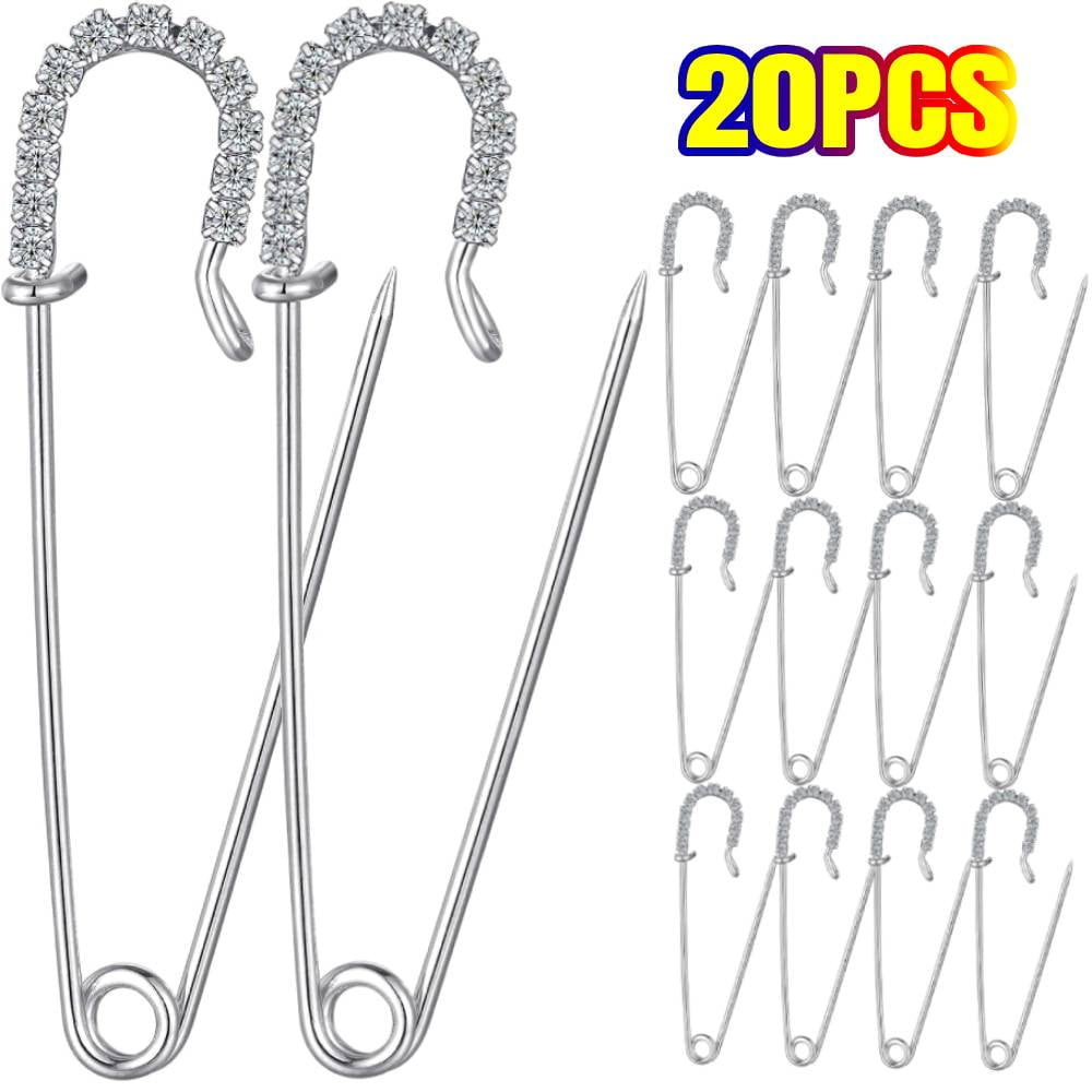20 PCS Safety Pins White Diamond Brooch Women's Clothing Accessories ...