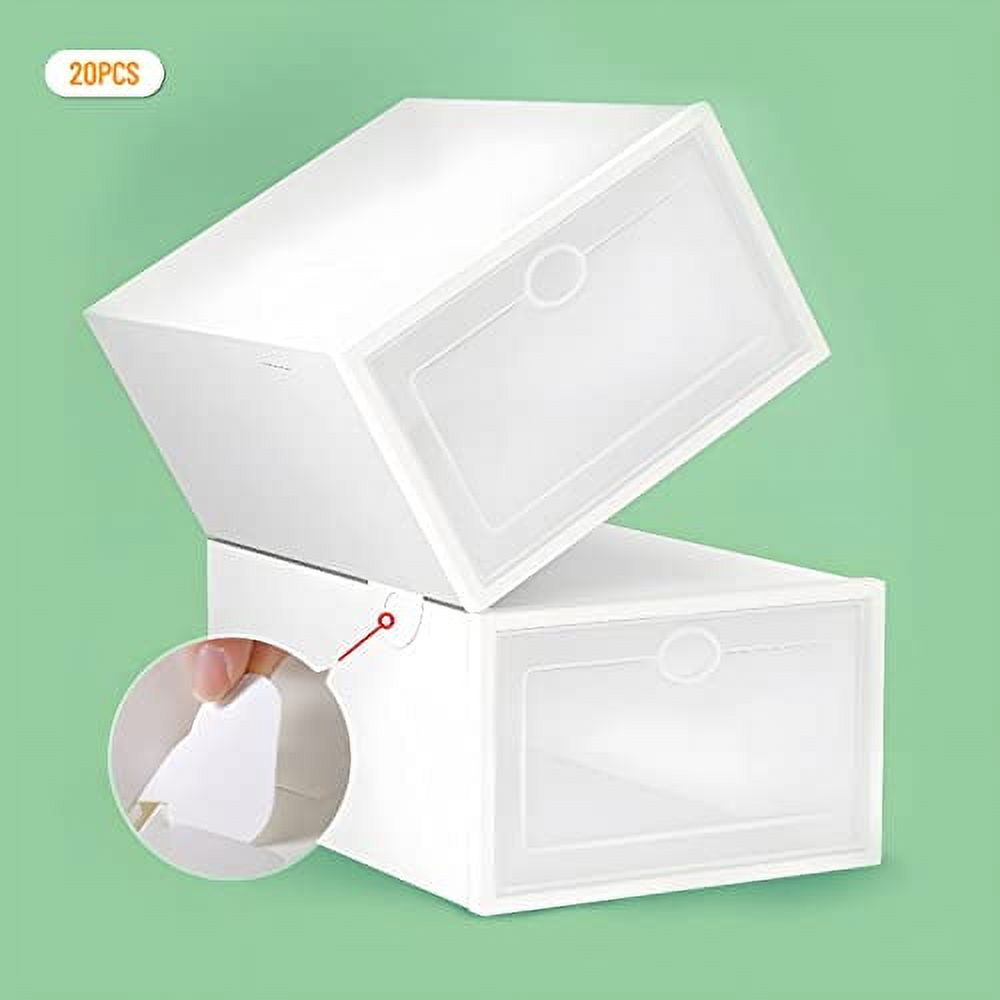 20 PCS Shoe Storage Boxes,Clear Plastic Clamshell Shoebox Stackable ...
