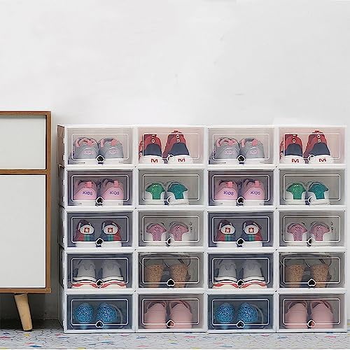 20 PCS Shoe Storage Boxes Clear Plastic Clamshell Shoebox Stackable ...