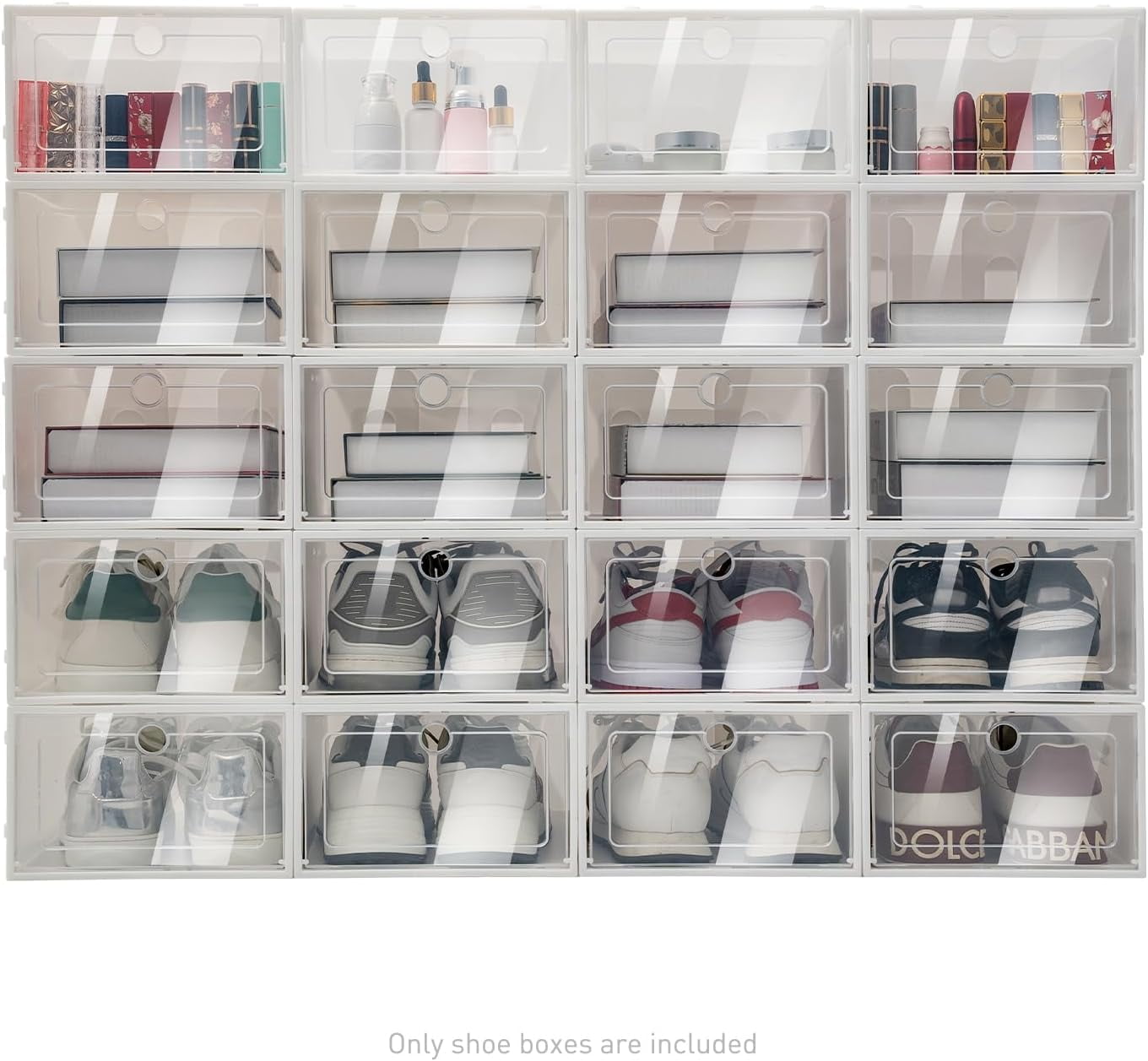 20 PCS Shoe Storage Boxes,Clear Plastic Stackable Shoe Organizer Space ...