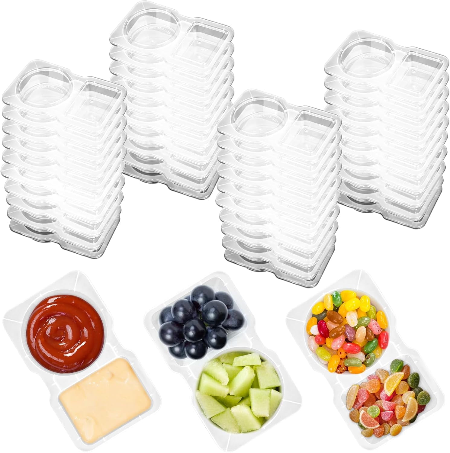 20 PCS Snack Containers with Lid, Leakproof Dipping Containers with 2 ...