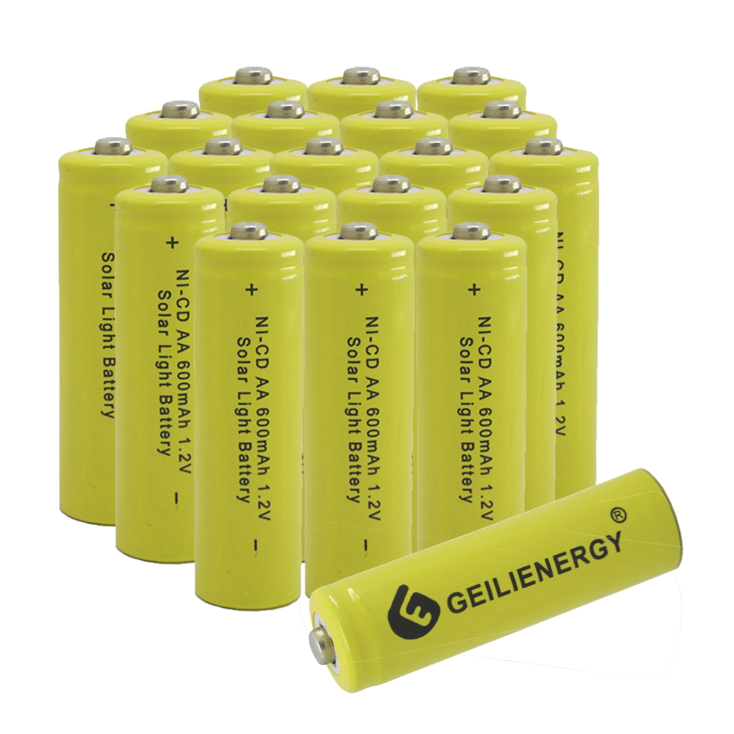 (20 PCS)Solar Light Batteries AA Nicd aa 600mAh 1.2V Rechargeable ...