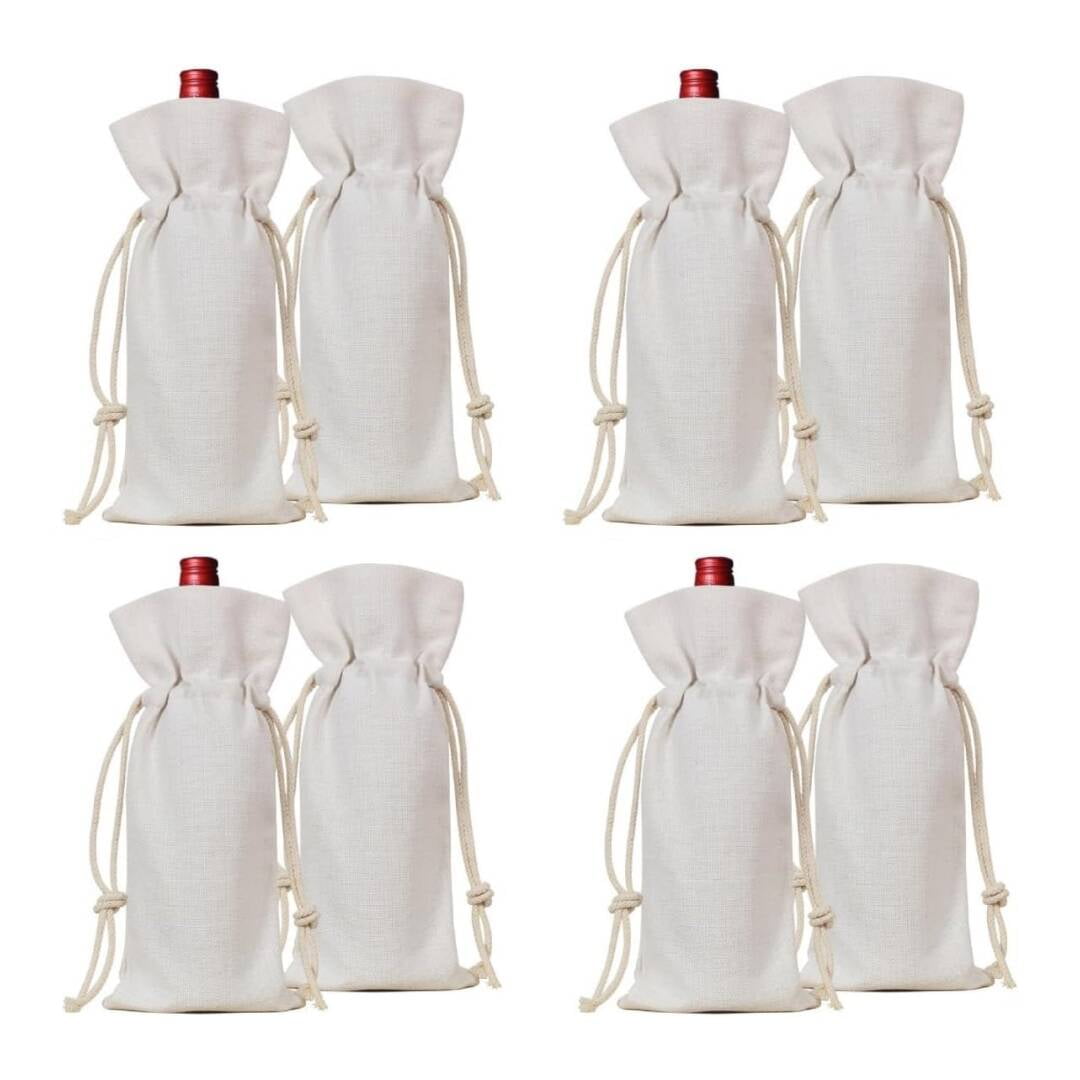20 PCS Sublimation Blank Red Wine Gift Bag, Linen Cotton Wine Bottle ...