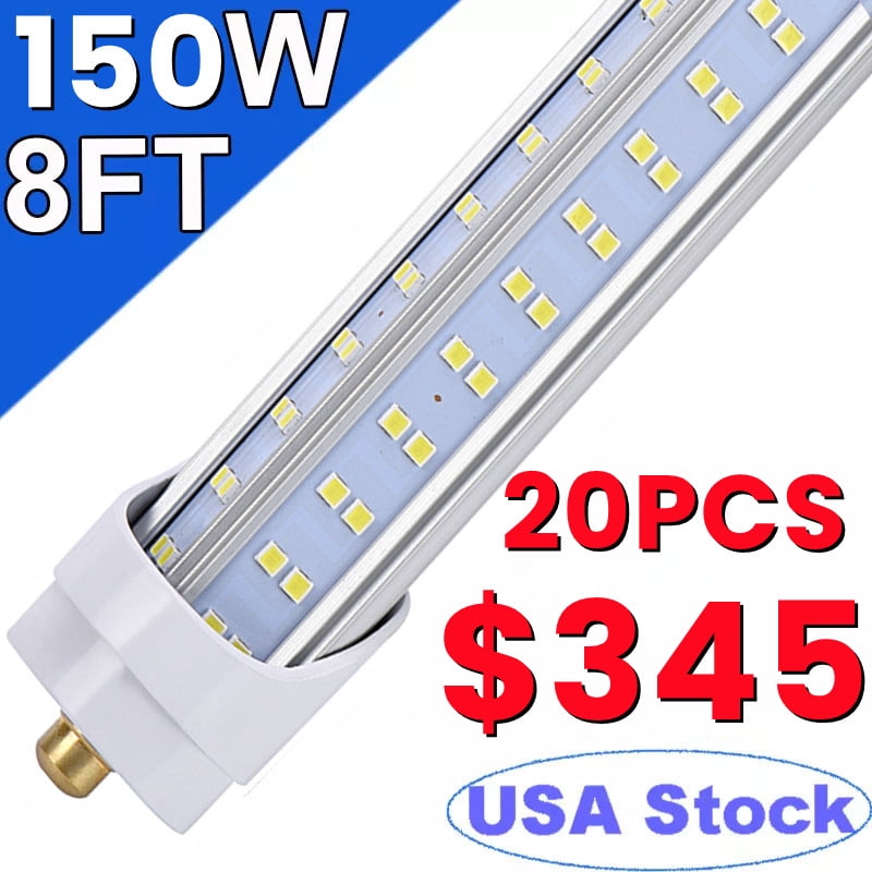 20 PCS T8 T10 T12 8FT LED Tube Light Bulbs, 150W 18800LM, 6000K Cold ...