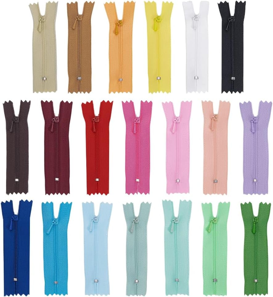 20 PCS Tiny Zippers for Sewing Clothes 5 inch Long 20 Colors Nylon ...