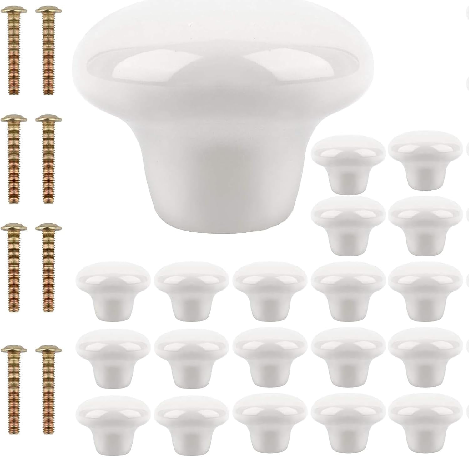 20 PCS White Ceramic Cabinet Knobs, Vintage Ceramic Round Door Knobs ...