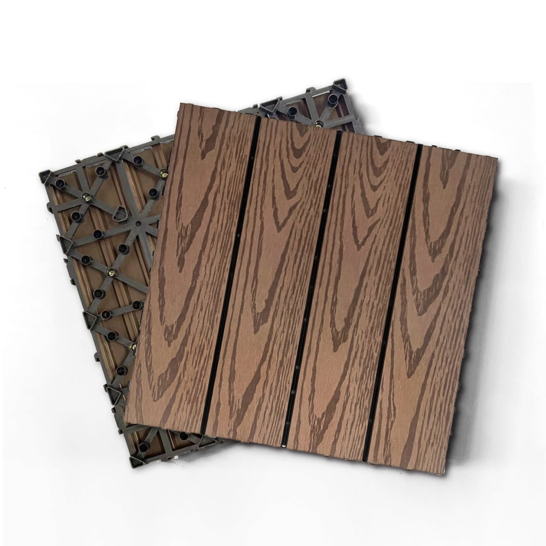 20 PCS Wood Plastic Composite Deck Tiles Set, DIY Interlocking Decking ...