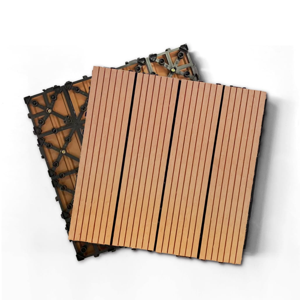 20 PCS Wood Plastic Composite Deck Tiles Set, DIY Interlocking Decking ...
