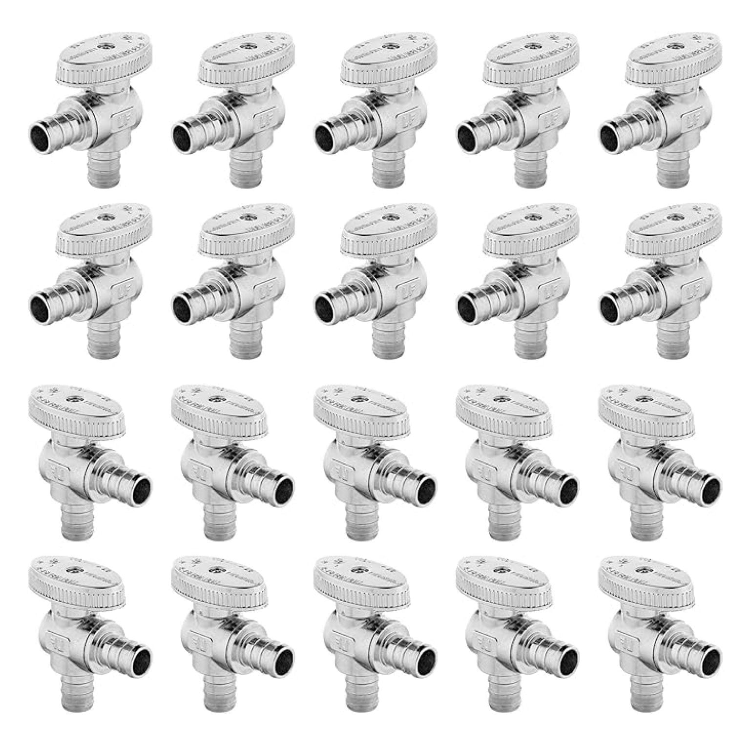20-PCs Pex Barb Crimp Angle Stop , 1/2" PEX x 1/2" PEX Angle Stop, 1/4 ...